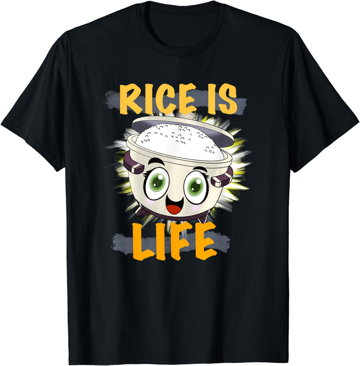 Rice Is Life Kawaii Cute Rice Cooker Filipino Funny Design T-Shirt ...