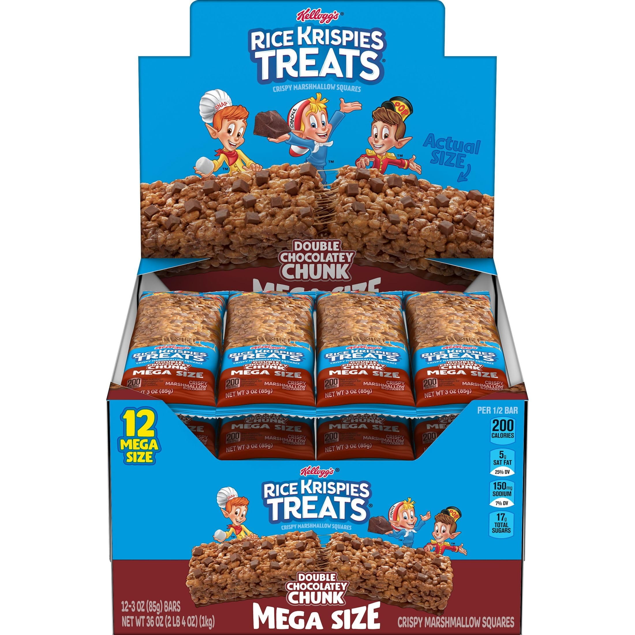 Rice Krispies Treats Mega DEF29 Bars Large Marshmallow Snack Bars, Kids Snacks, Big Bars, Double ...