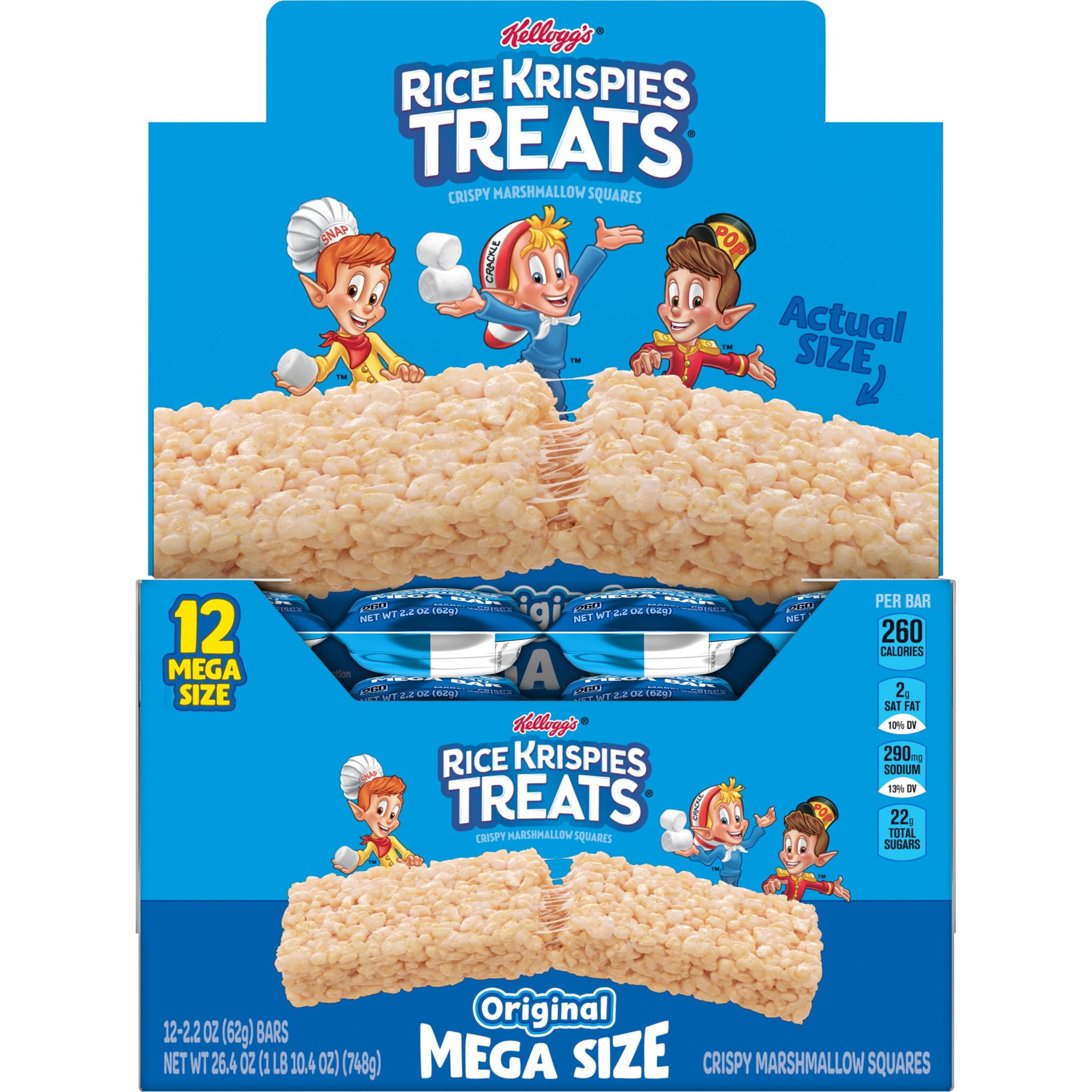 Rice Krispies Treats Original Chewy Large Marshmallow Snack Bars, 26.4 ...