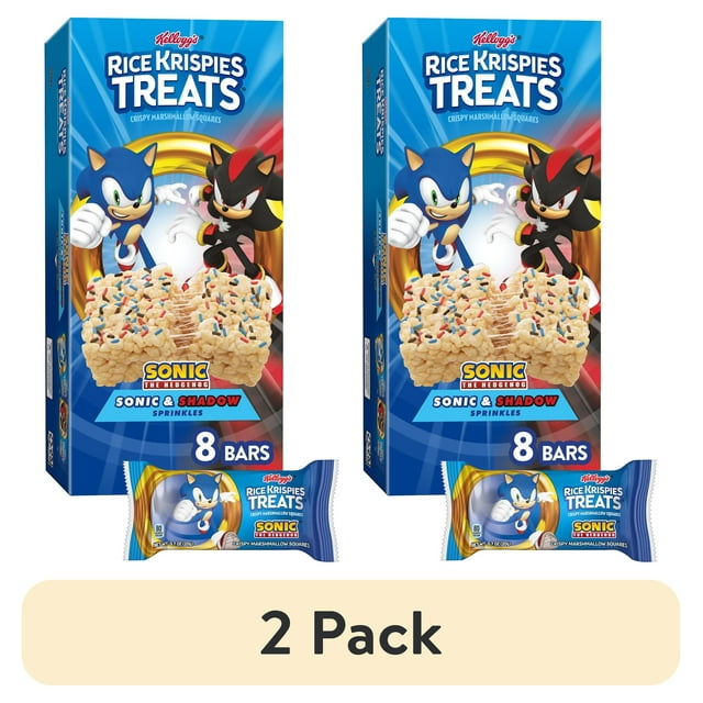 (2 pack) Rice Krispies Treats Sonic and Shadow Sprinkles Chewy Crispy ...