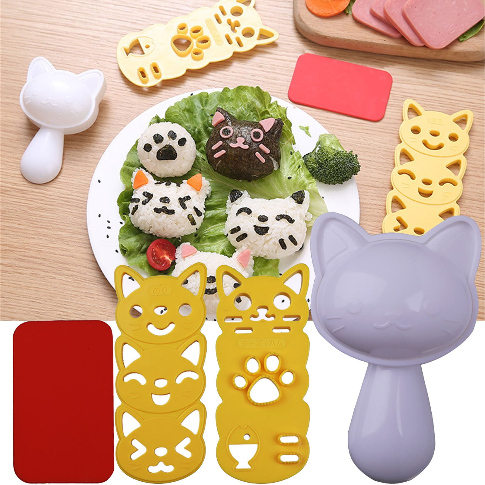 Rice Molds PP Cooking Kitchen Boy/ Kitten Rice Ball Mold - Walmart.com
