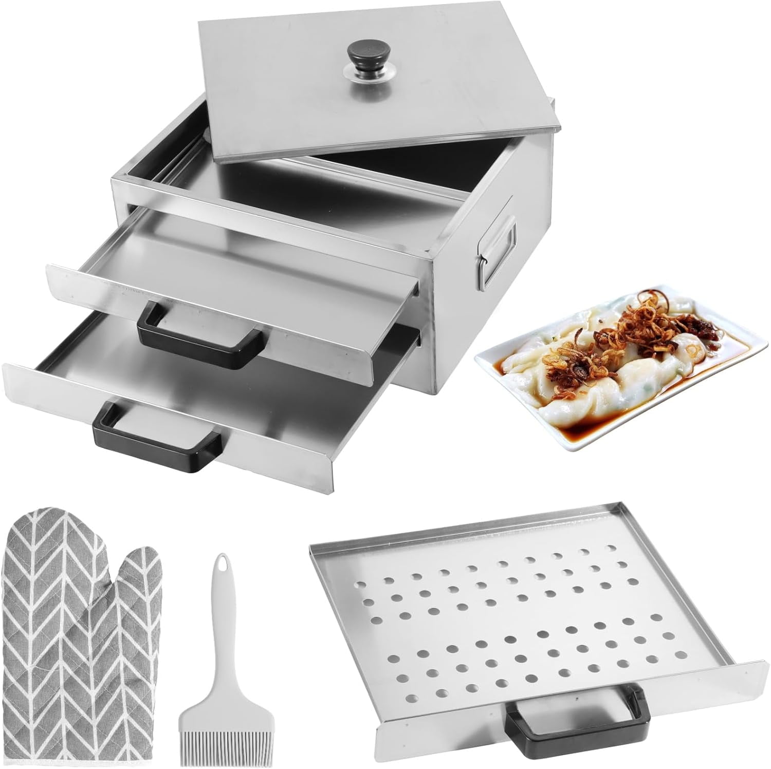 Rice Noodle Roll Steamer Set, 2-Layer Steamer with 3 Steam Trays ...