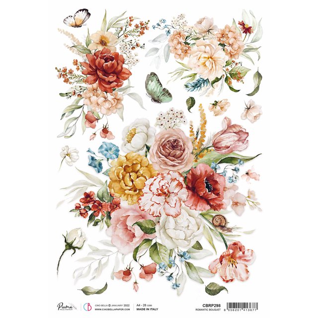 Rice Paper A4 Piuma Romantic bouquet - 5 Sheets - Walmart.com