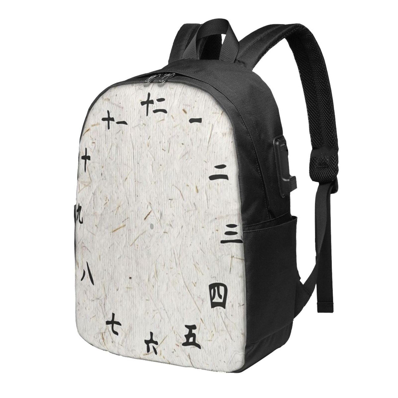 Rice Paper Kanji Clock Backpack Fashion Travel Backpack Laptop Backpack ...