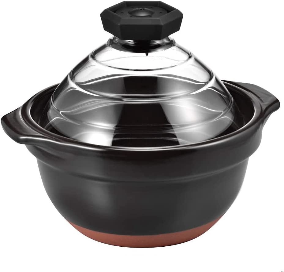Rice Pot with Glass Lid, 2 to 3 Cups, Banko Ware Rice Cooking ...