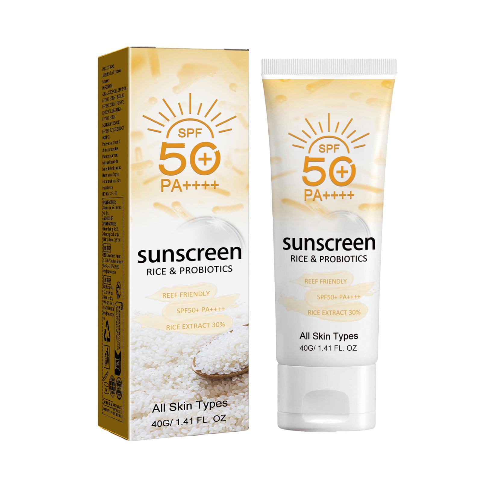 Rice Probiotics Facial Sunscreen Spf 50, Gentle Sun Screen for Face and Body, Sun Skin Protector ...