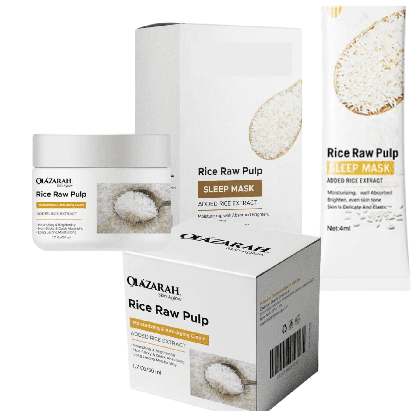 Rice Raw Pulp Skincare Set: Organic Moisturizer & Revitalizing Sleep ...