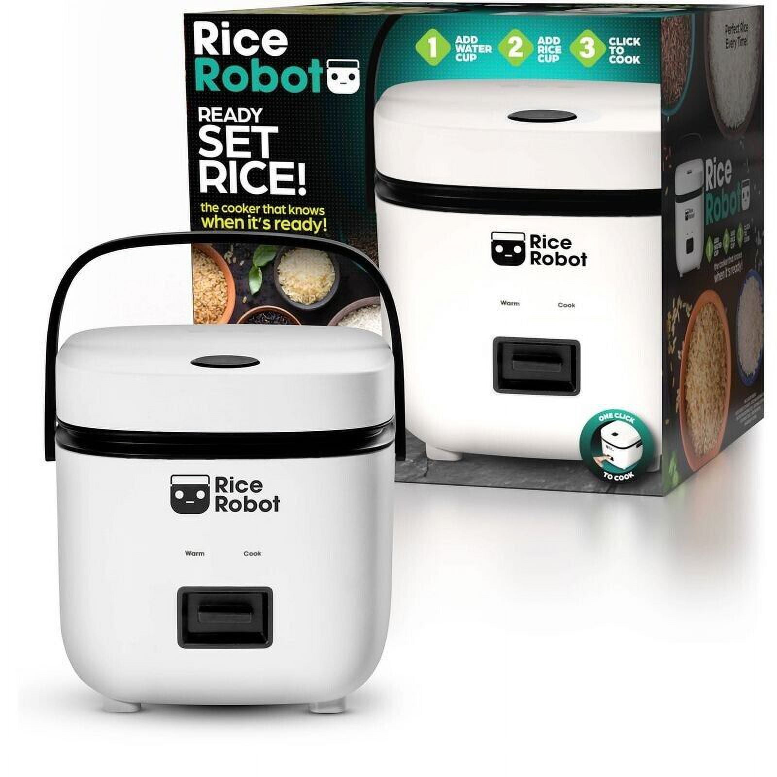Rice Robot 4 Cup Rice Cooker, White, Compact Design, Ceramic Nonstick ...