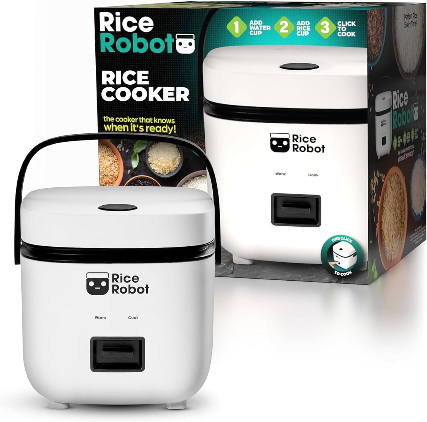 Rice Robot Personal Rice Cooker, PFAS-free, Nonstick. 1 Quart Capacity ...