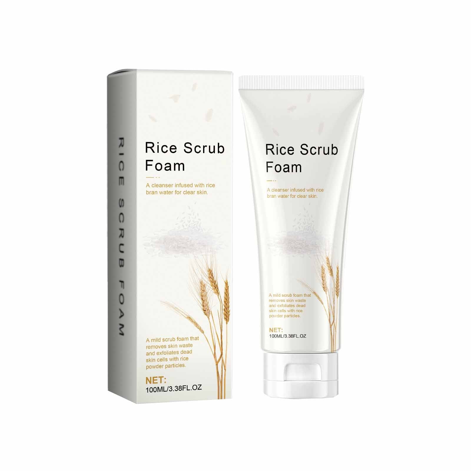 Rice Scrub Foam,Rice Cleanser for Face,Gentle Exfoliating Face Wash ...