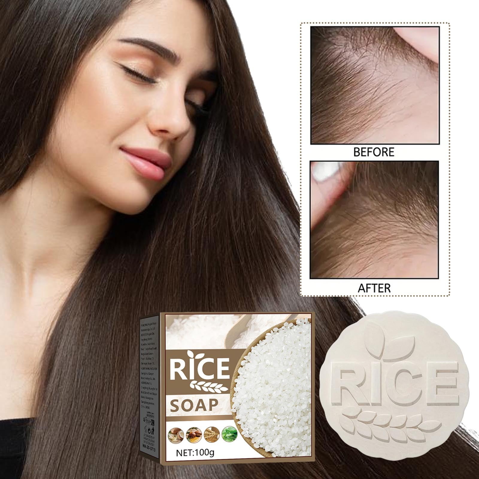 Rice Shampoo Bar Gentle Cleansing Soap, Hydrating and Nourishing ...