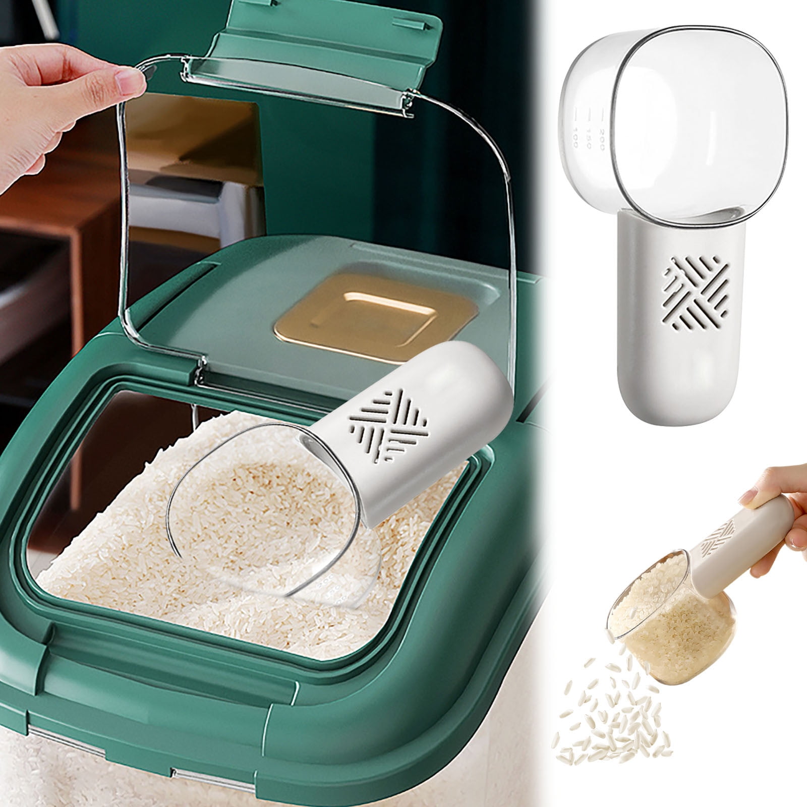 Rice Spoon with Integrated Scale | 2-in-1 Measuring Cup Spoon ...