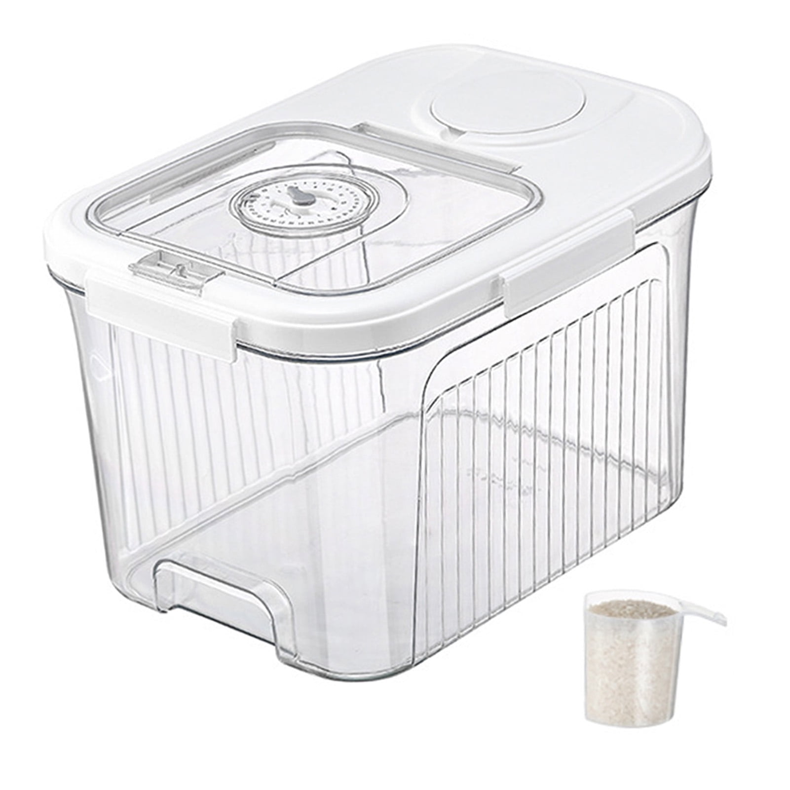 Rice Storage Box Transparent Sealed Press Type Magnetic Switch Kitchen ...