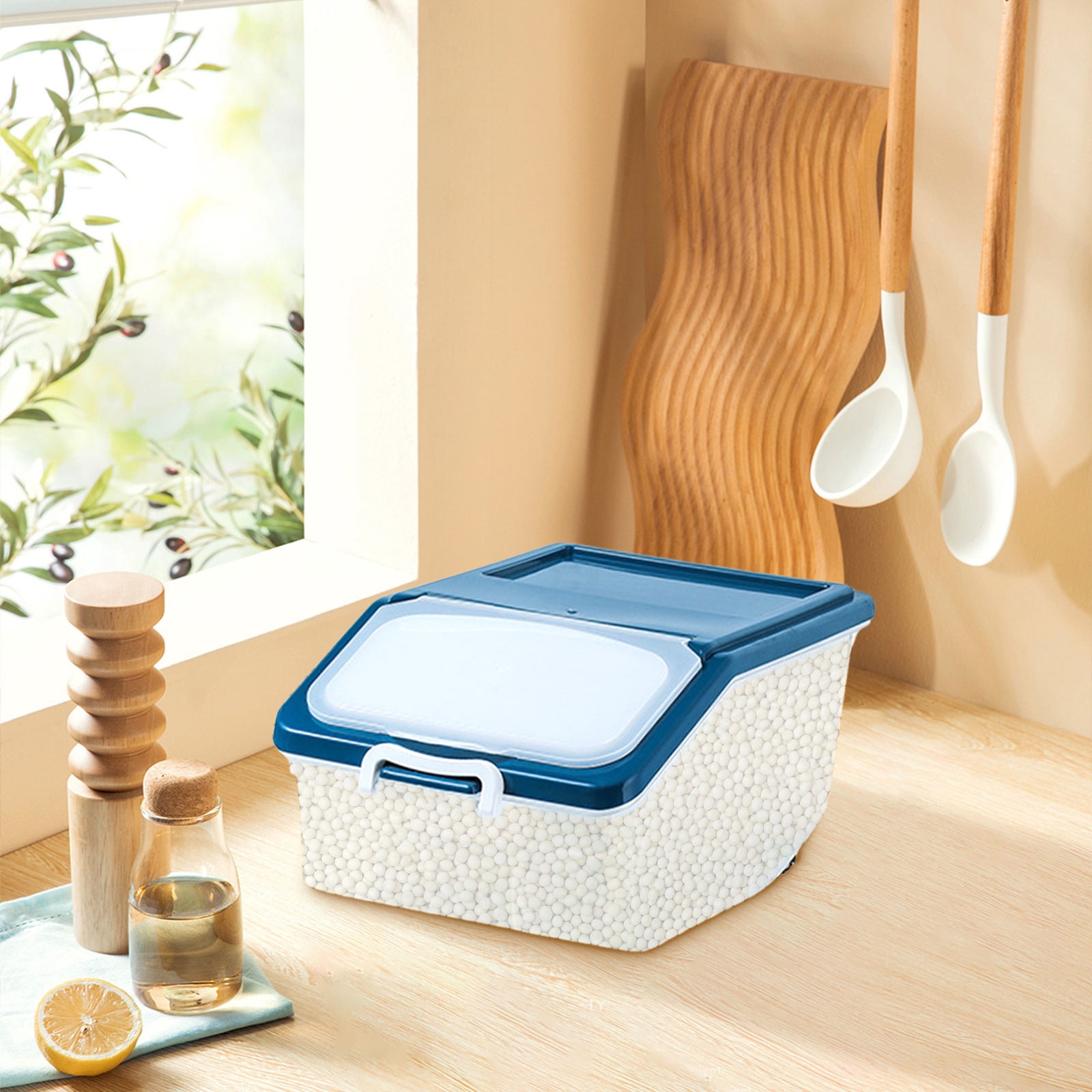 Rice Storage Box with Wheels | 15-Catty Capacity Airtight Food ...