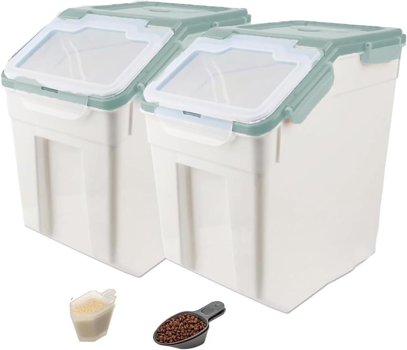 Rice Storage Container 2 Pack 50 lb Flour Storage Container with Wheels ...