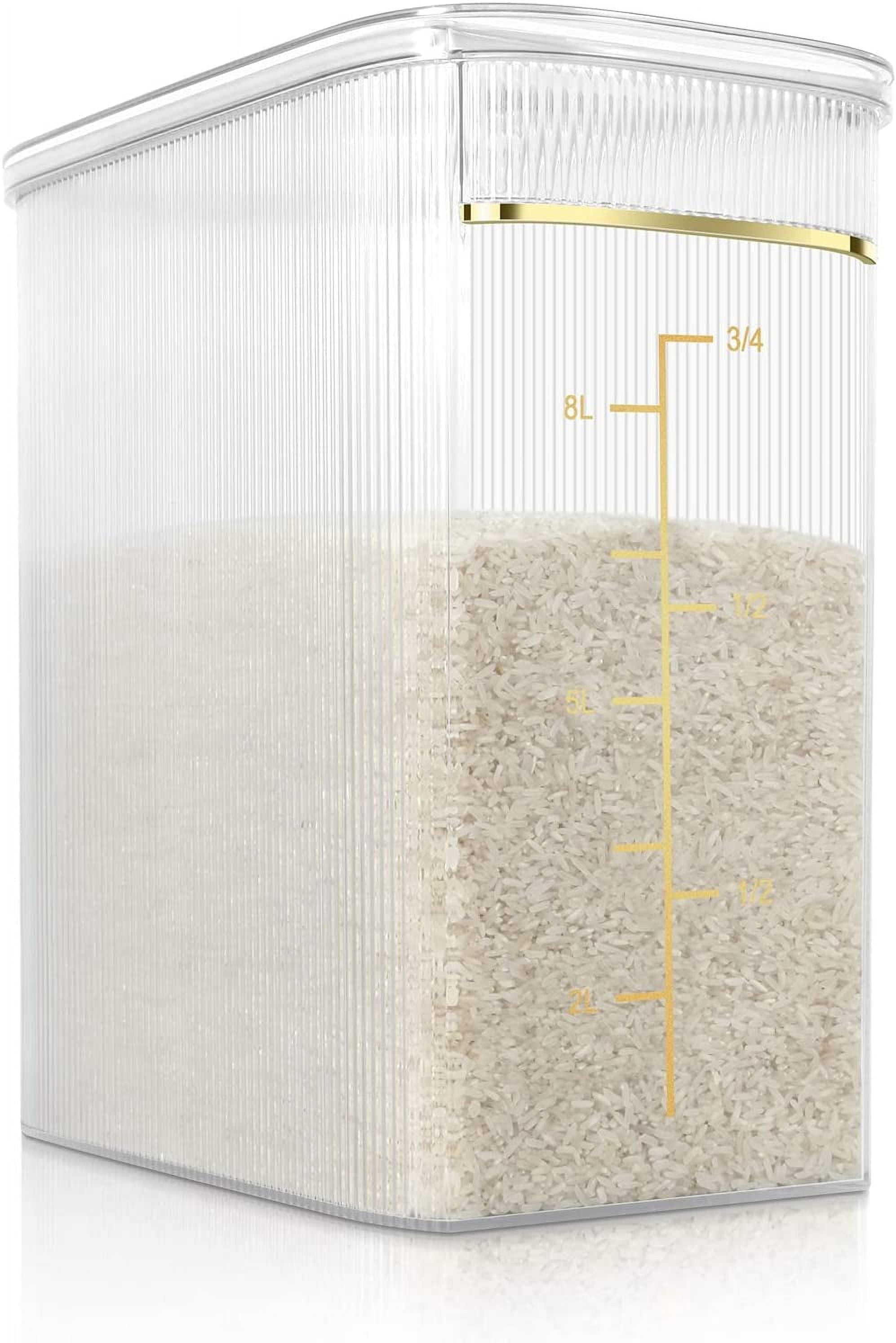 Rice Storage Container 20 Lbs, Crystal-Clear Large Food Container Rice ...