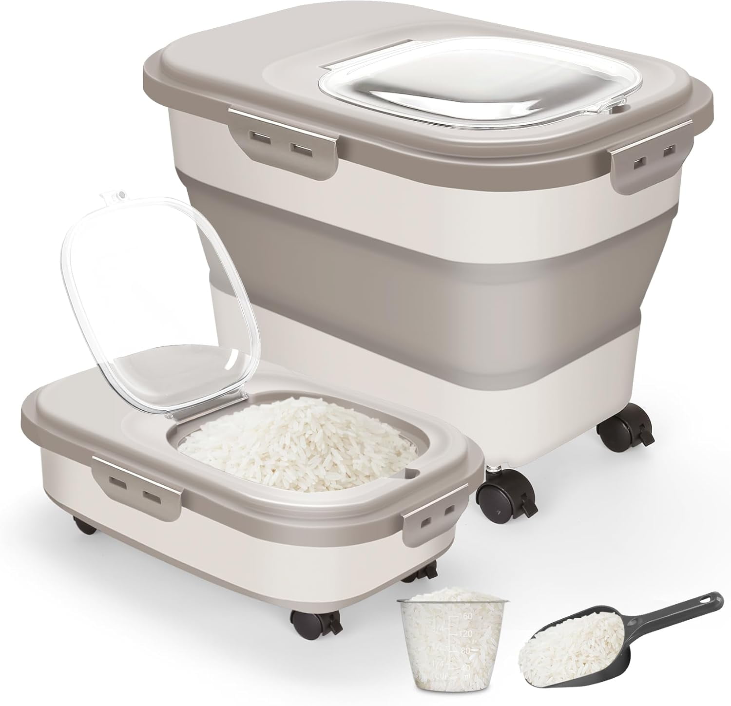 Rice Storage Container, 20Lbs Flour Container, Airtight Large Pet Dog ...