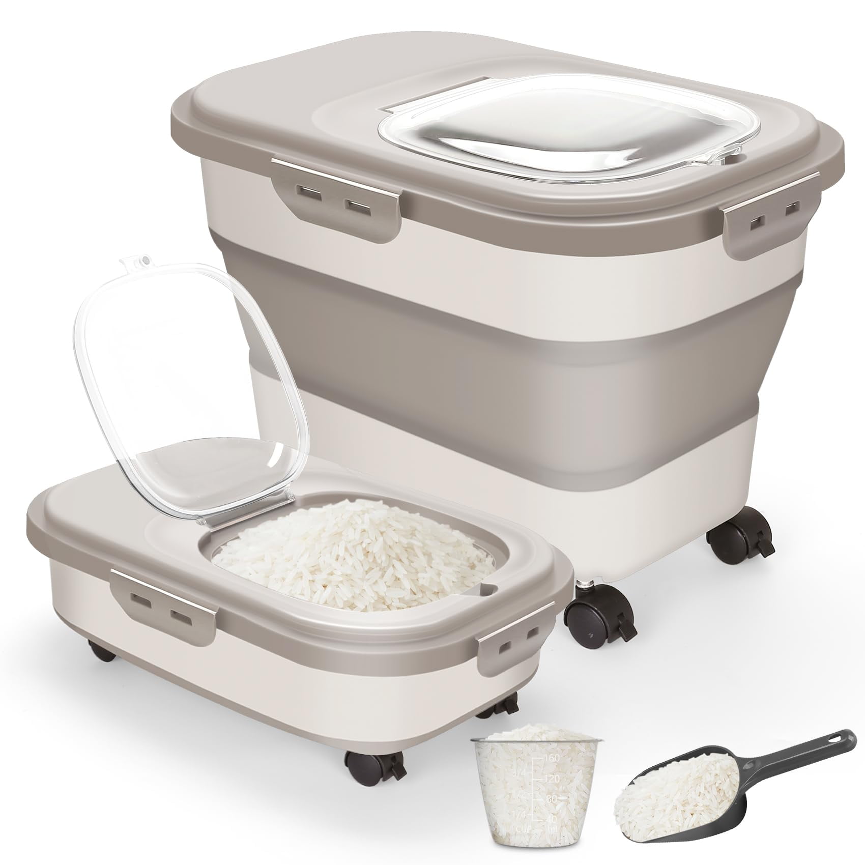 Rice Storage Container, 20Lbs Flour Container, Airtight Large Pet Dog ...