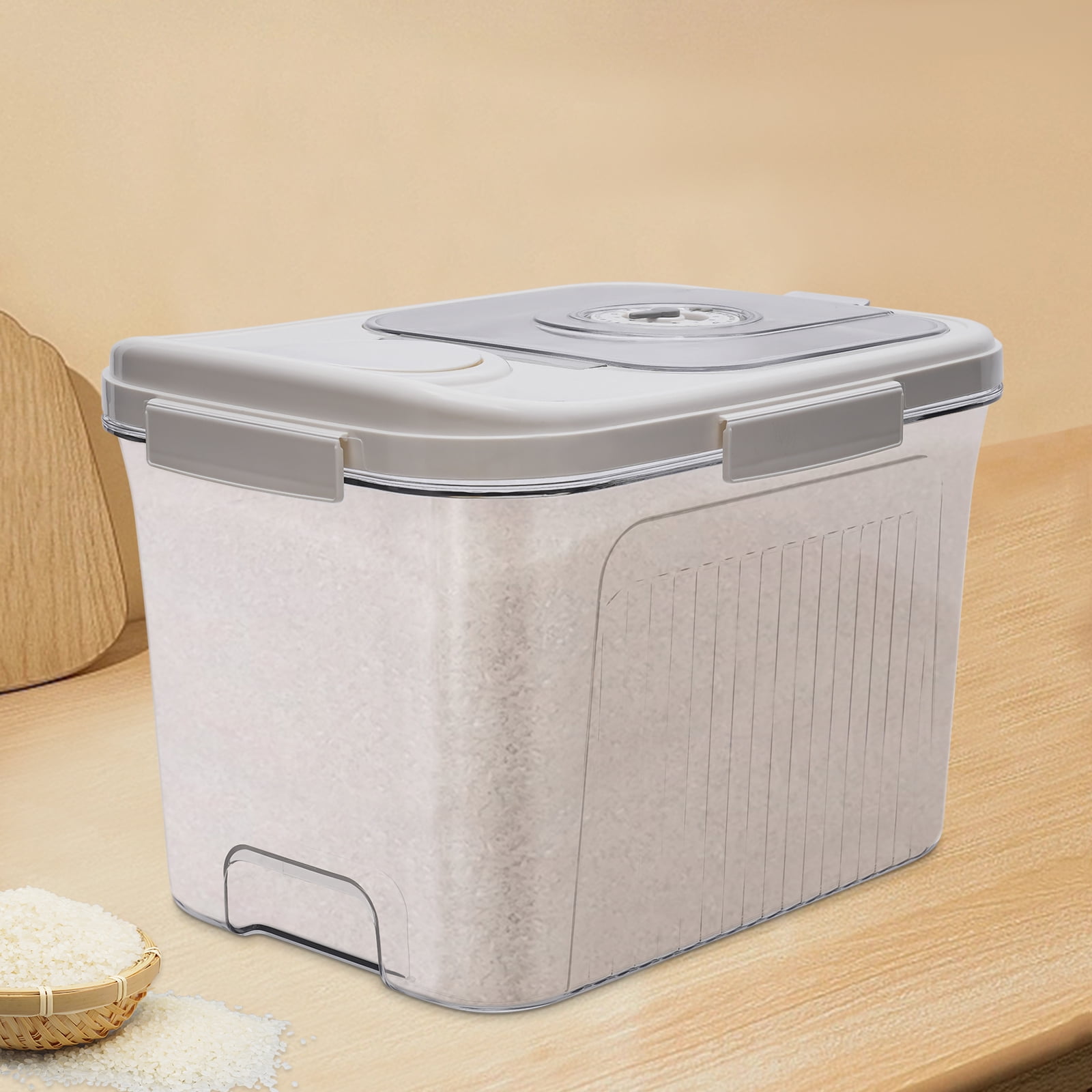 Rice Storage Container 22 lbs Capacity Clear Airtight Food Container ...