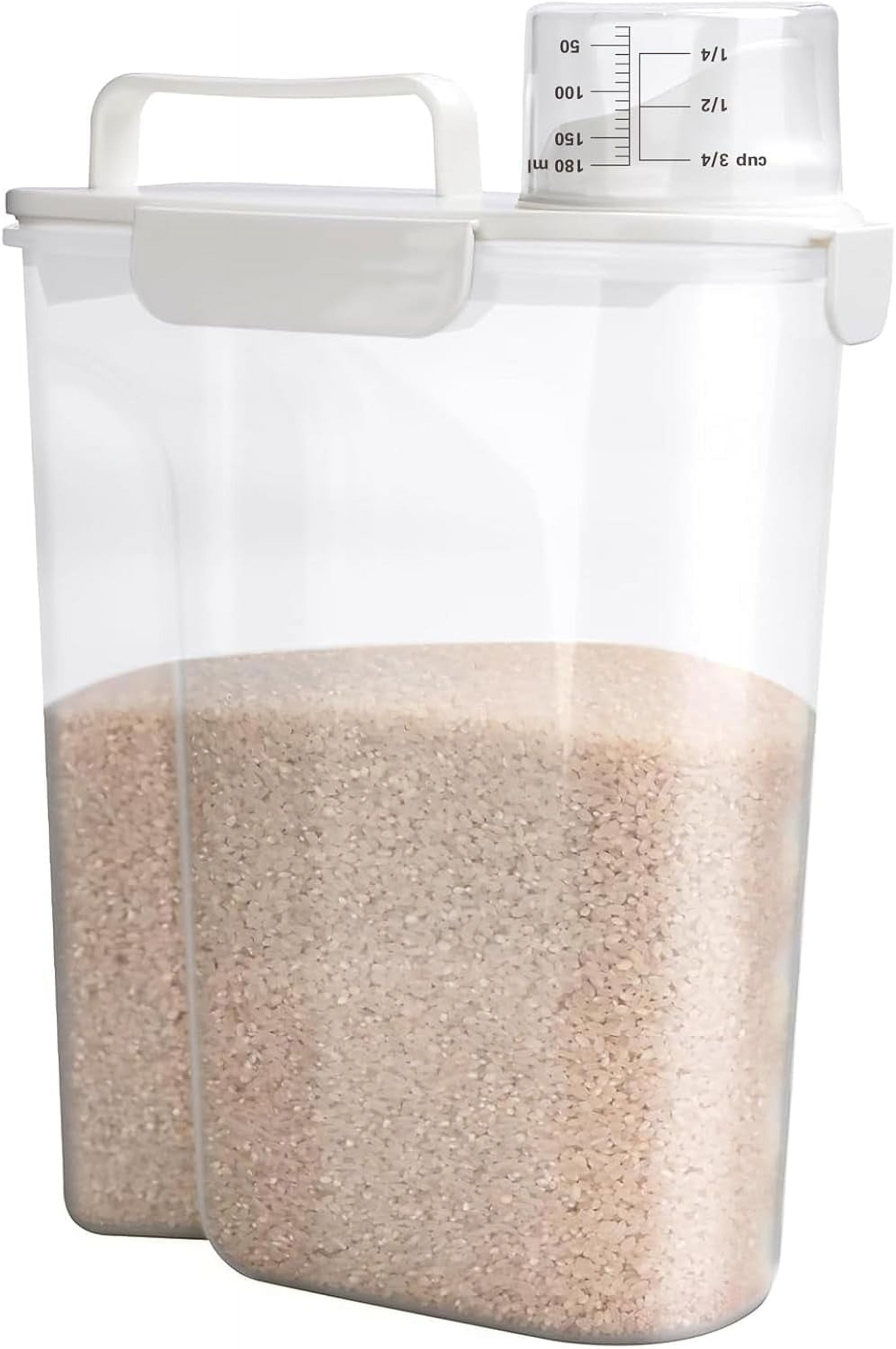 Rice Storage Container, 5 to 10lb Dry Food Airtight Dispenser, Pet Dog ...
