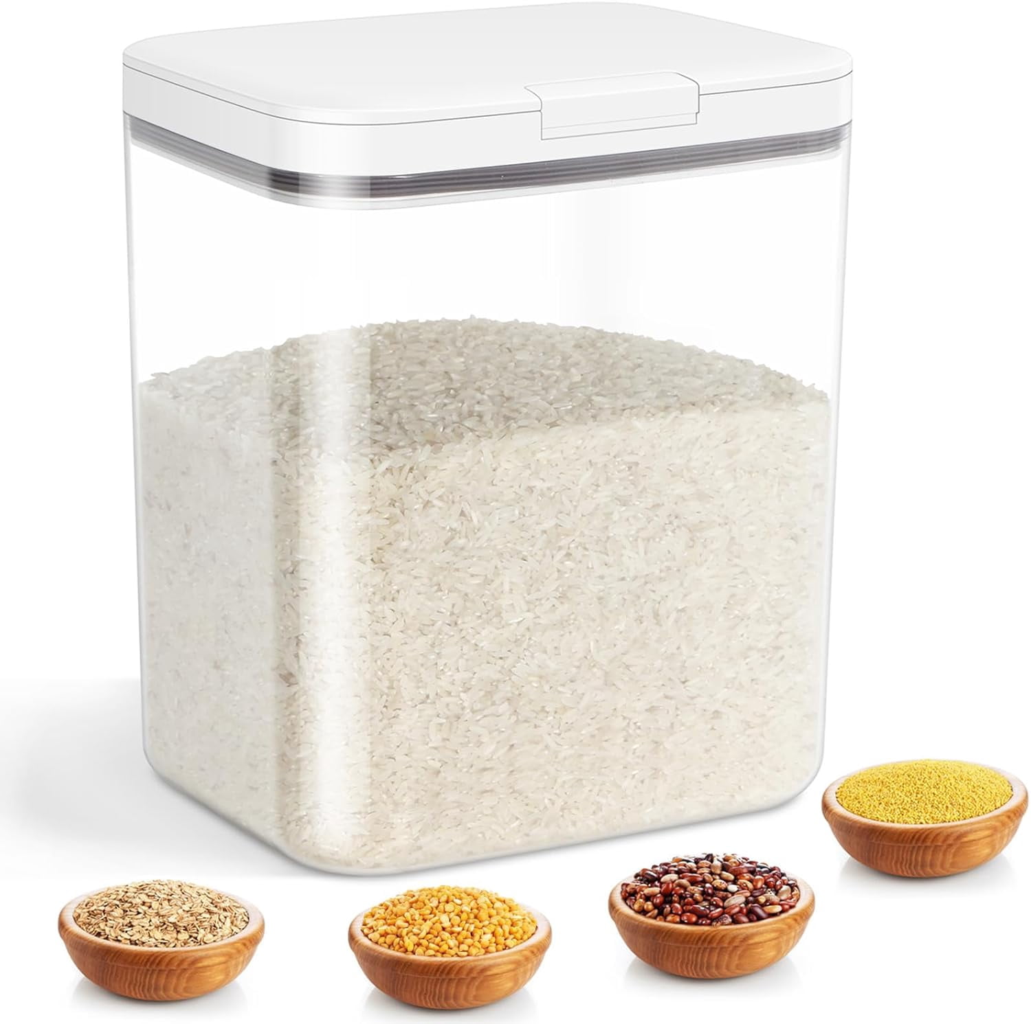 Rice Storage Container - 5.8 Qt | 11 Lbs Crystal-Clear Plastic Food ...