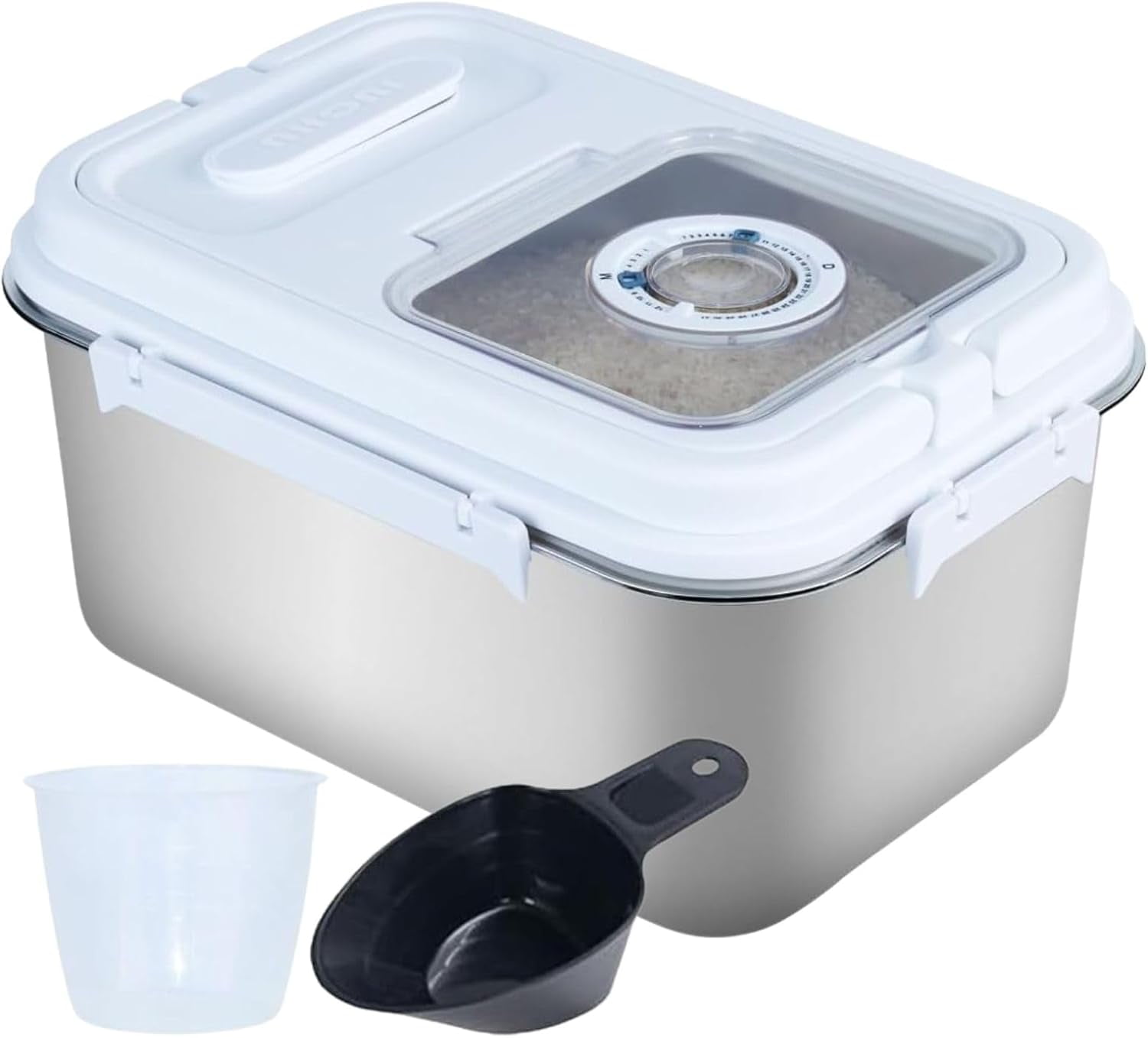 Rice Storage Container - Flour Bin, 20lb Stainless Steel Cereal & Dog ...