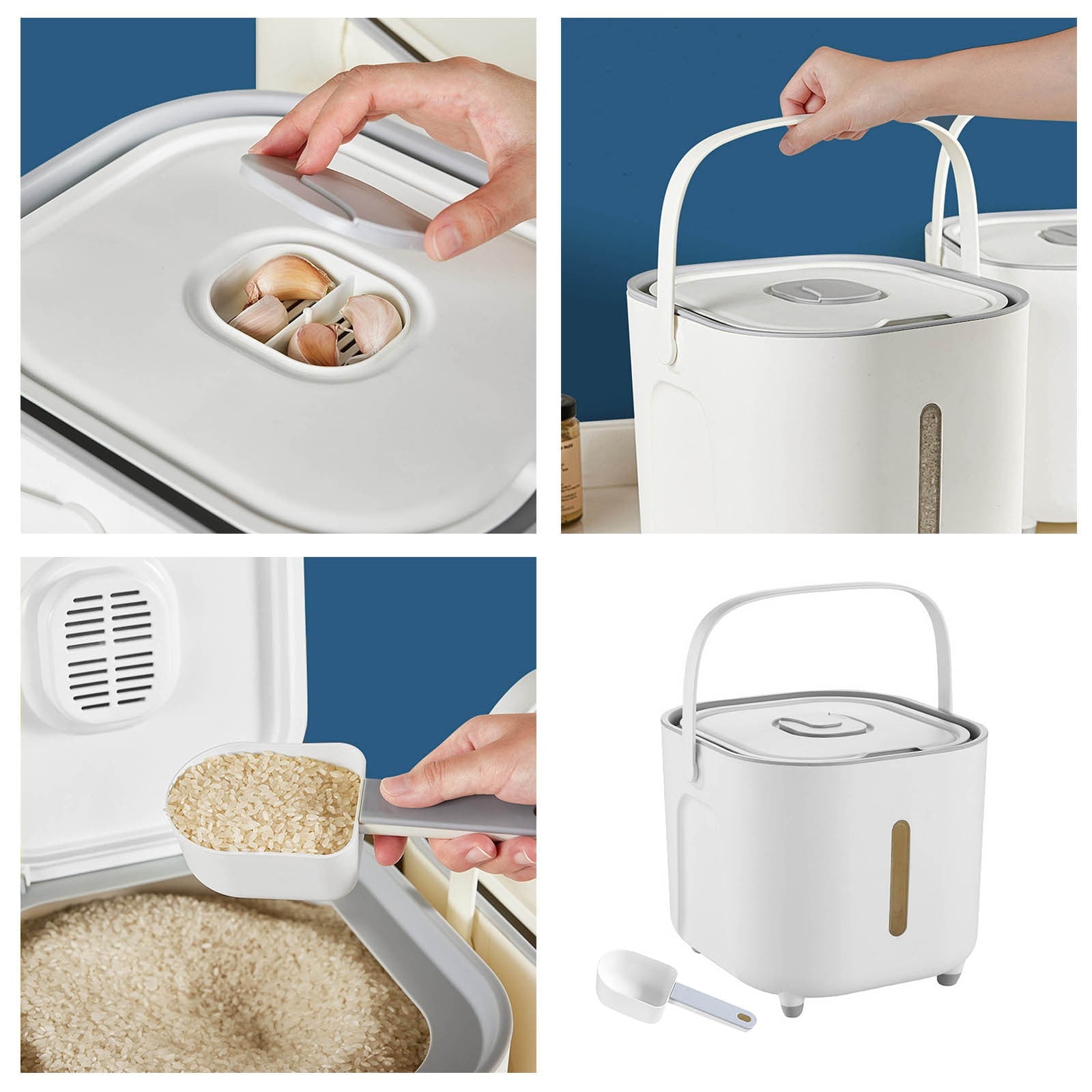 Rice Storage Container with Lid - Airtight, BPA-Free Dry Food Storage ...