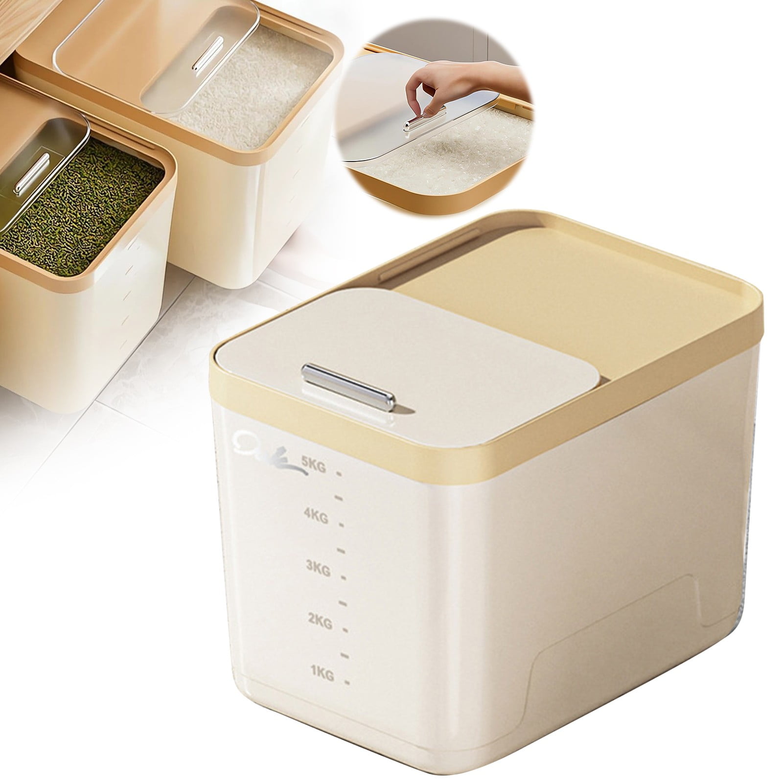 Rice Storage Container with Push Pull Window, Sealed Rice Dispenser ...