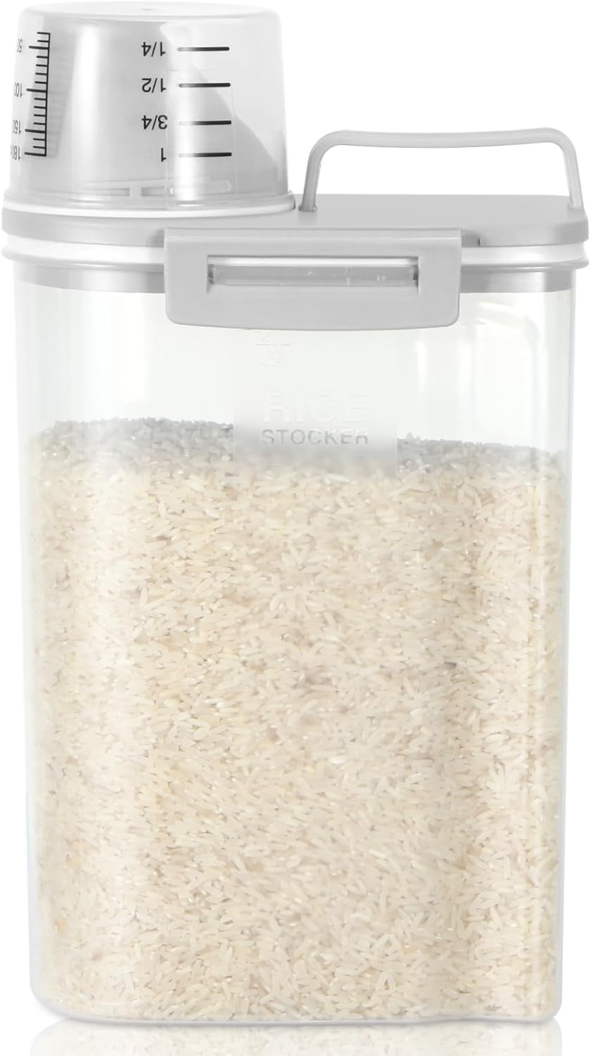 Rice Storage container 4 Lbs, Small Rice Dispenser with Measuring Cup ...