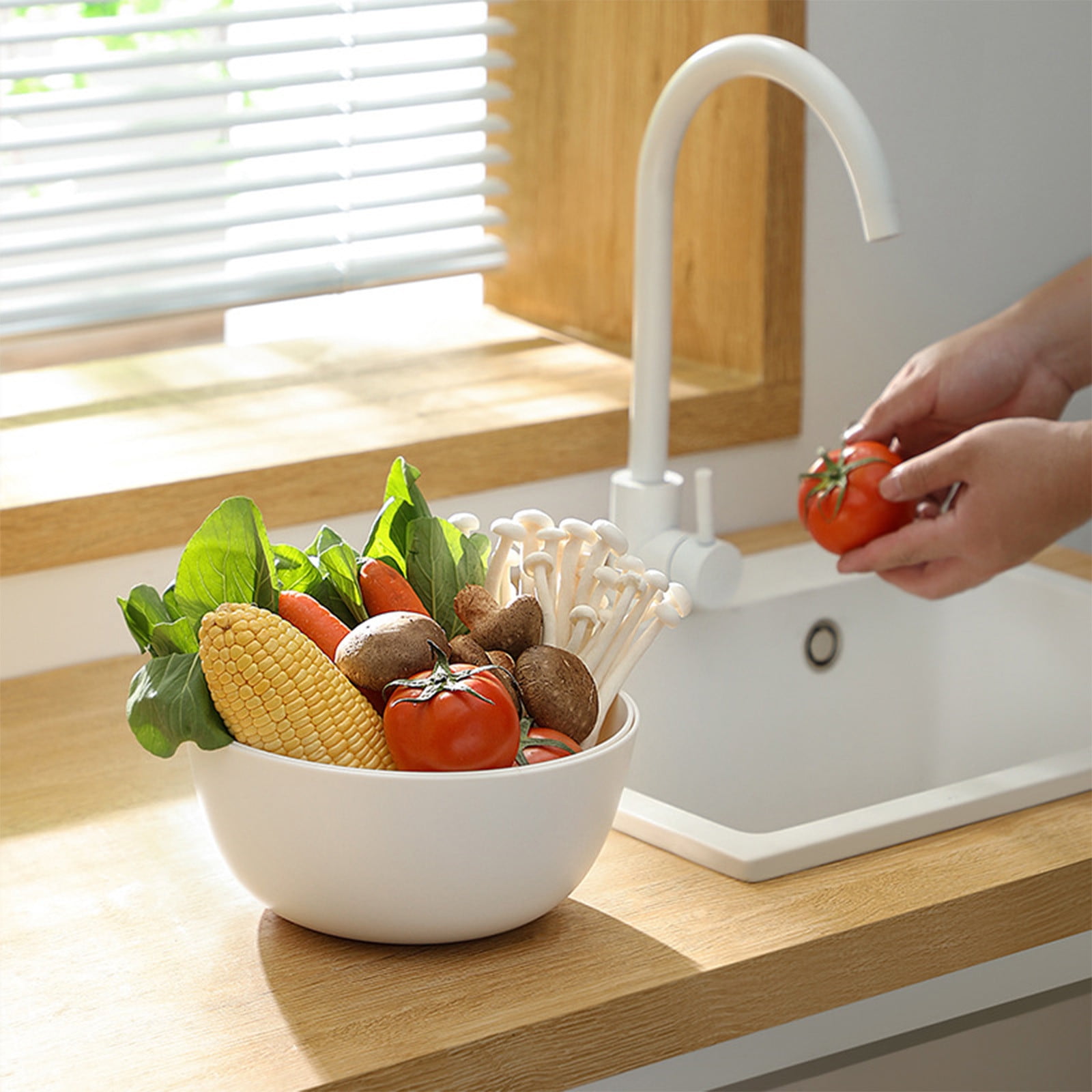 Rice Strainer and Kitchen Colander, 9.06 Inch, Kitchen Organizer Basket ...