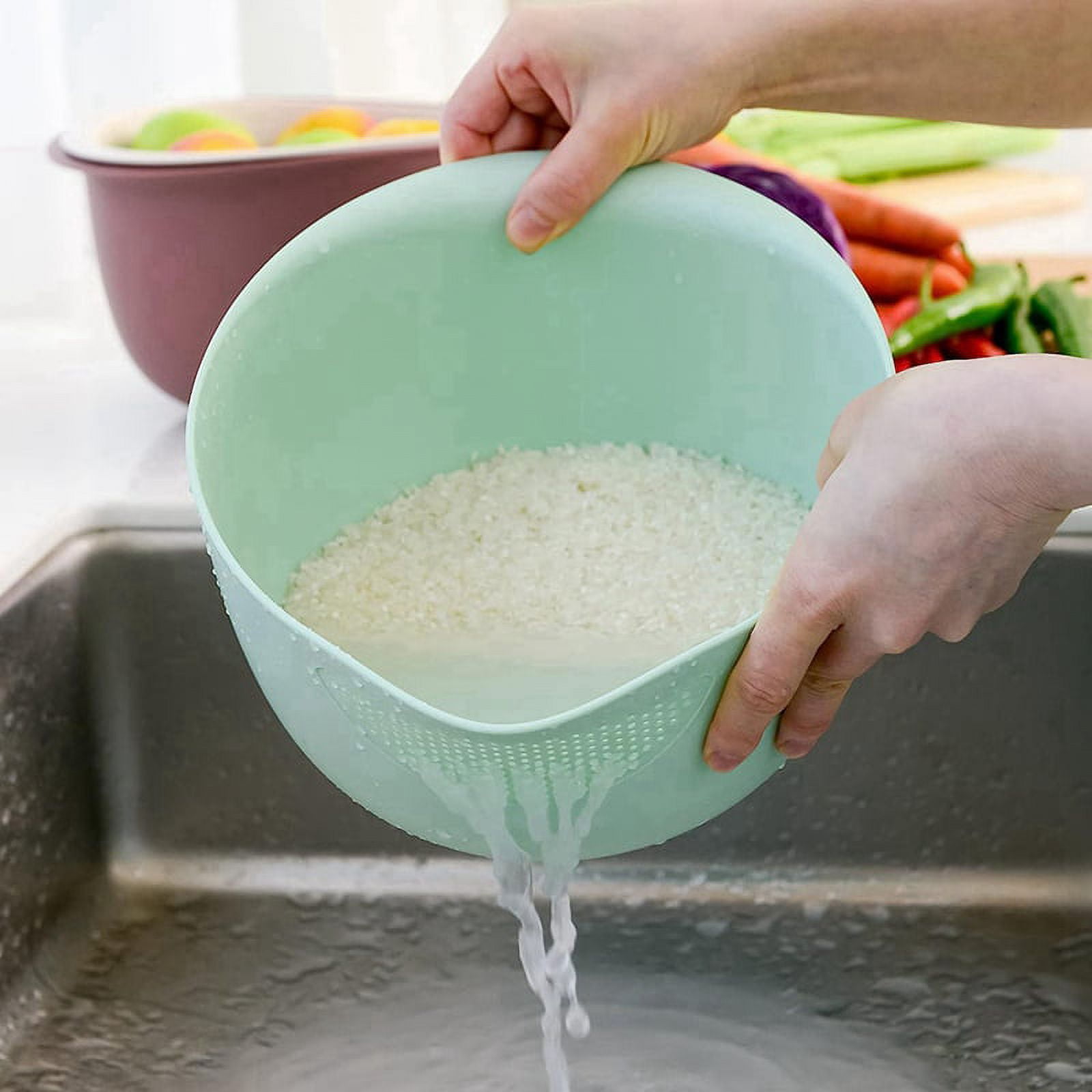 Rice Strainer and Kitchen Colander Set - Strain Rice and Small Grains ...