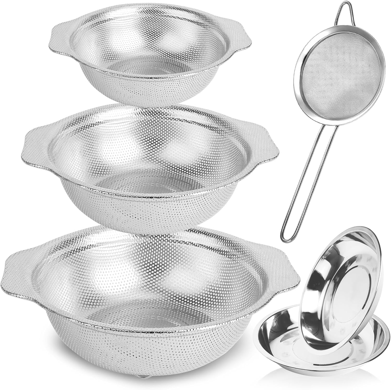 Rice Washer Strainer Bowl,6 Pcs Stainless Steel Colander Set,3QT/4QT ...