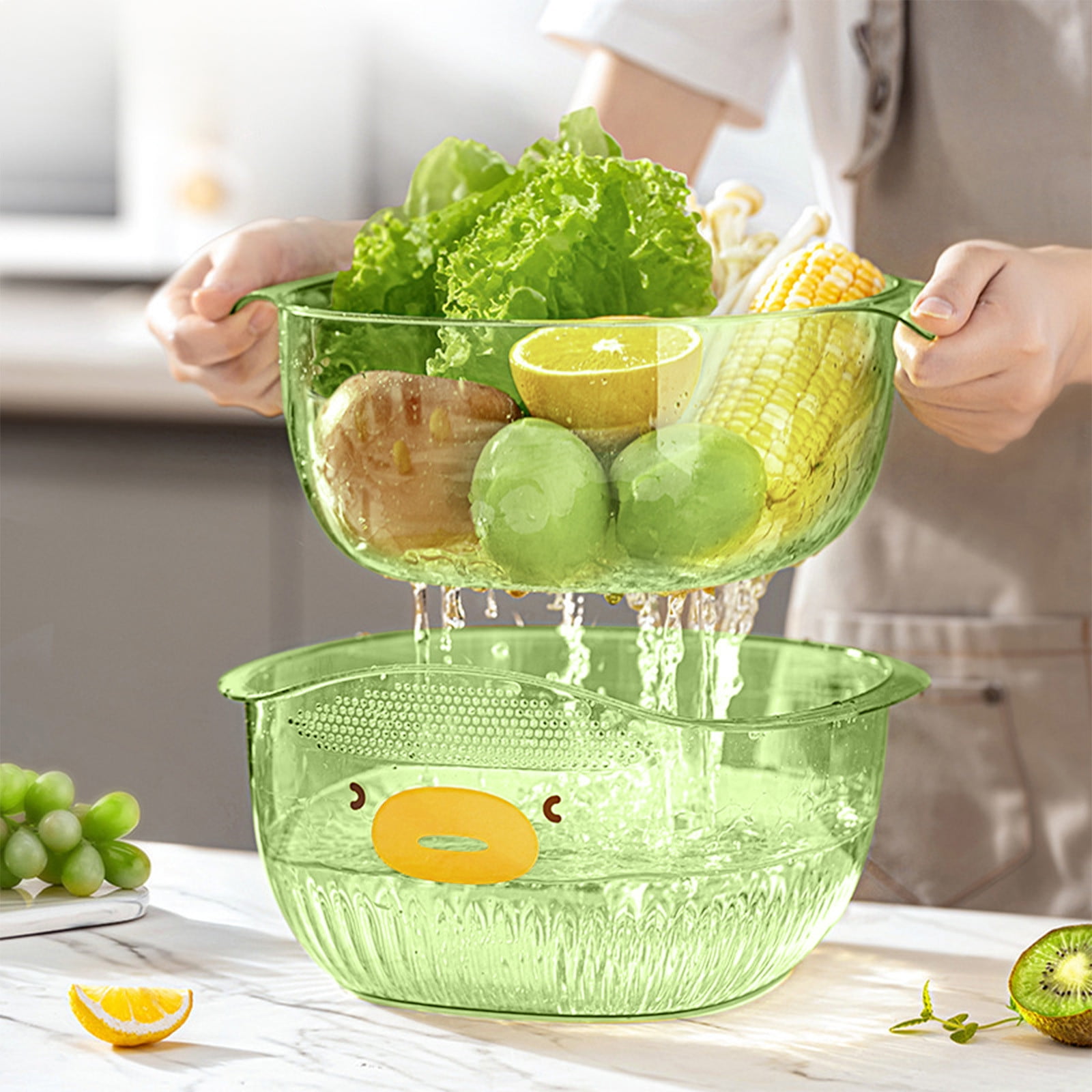 Rice Washer Strainer Bowl, Washer Bowl Rice Rinser Strainer Sink ...