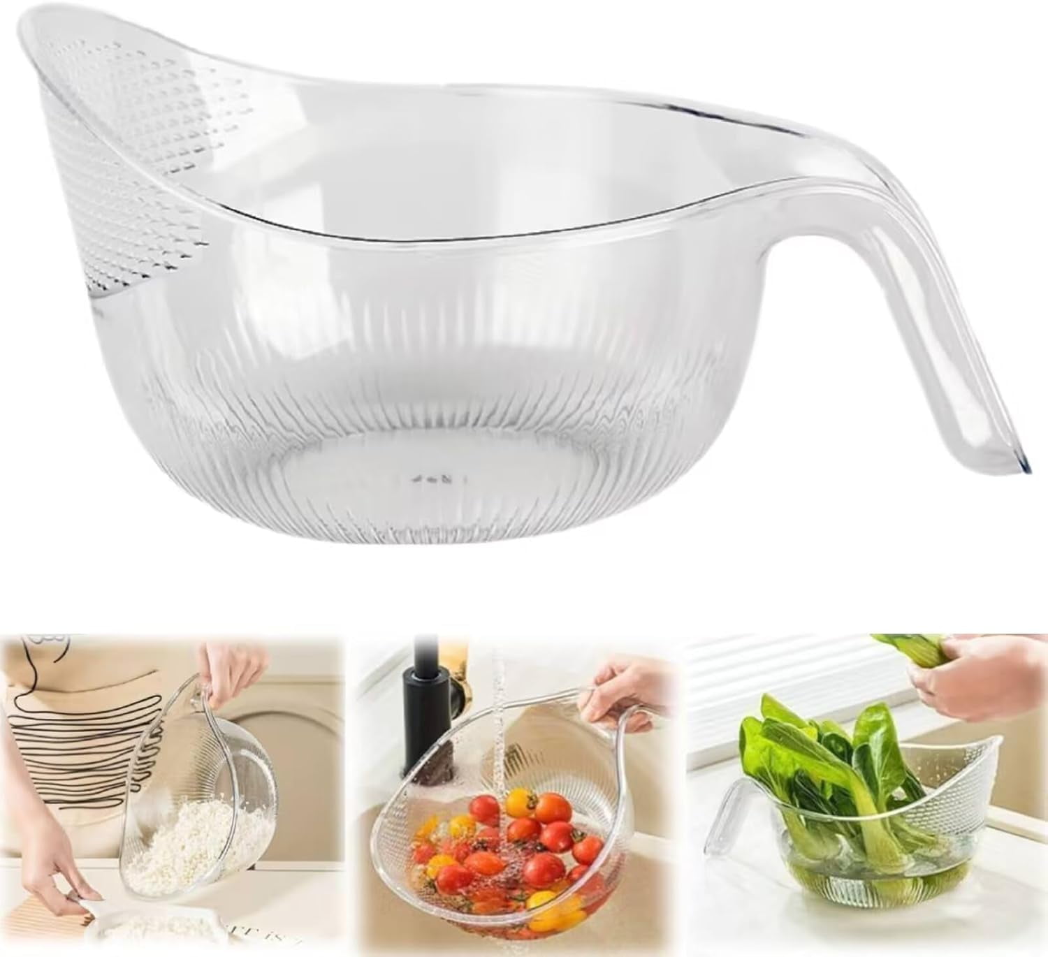 Rice Washer Strainer Bowl, Plastic Rice Filter Strainer Colander with ...