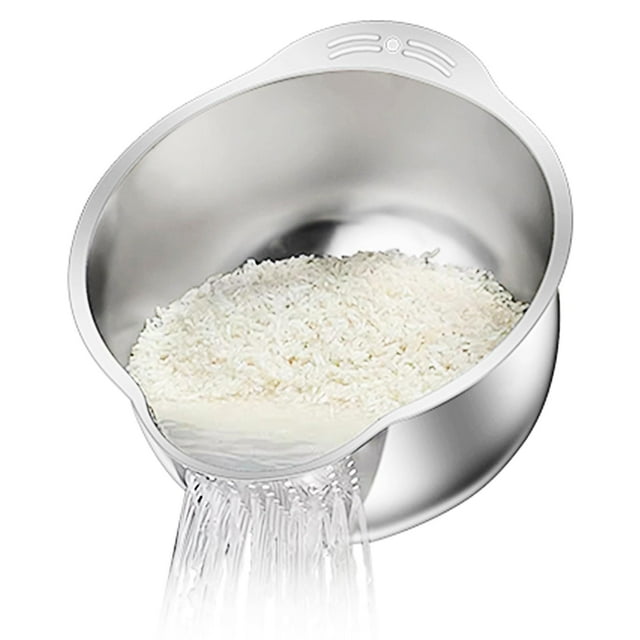 Rice Washer Strainer Bowl, Stainless Steel Washing Bowl whit Side ...
