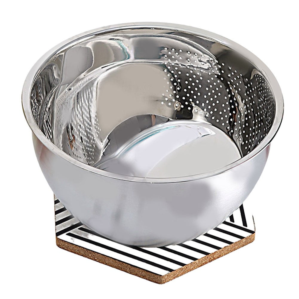 Rice Washing Bowl Stainless Steel Sieve Strainer Colander Basket Drain ...