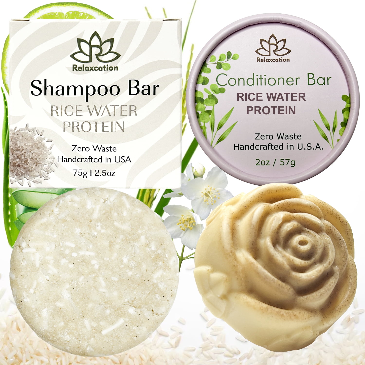 Rice Water Protein Shampoo Bar and Conditioner Bar for Hair Growth and ...