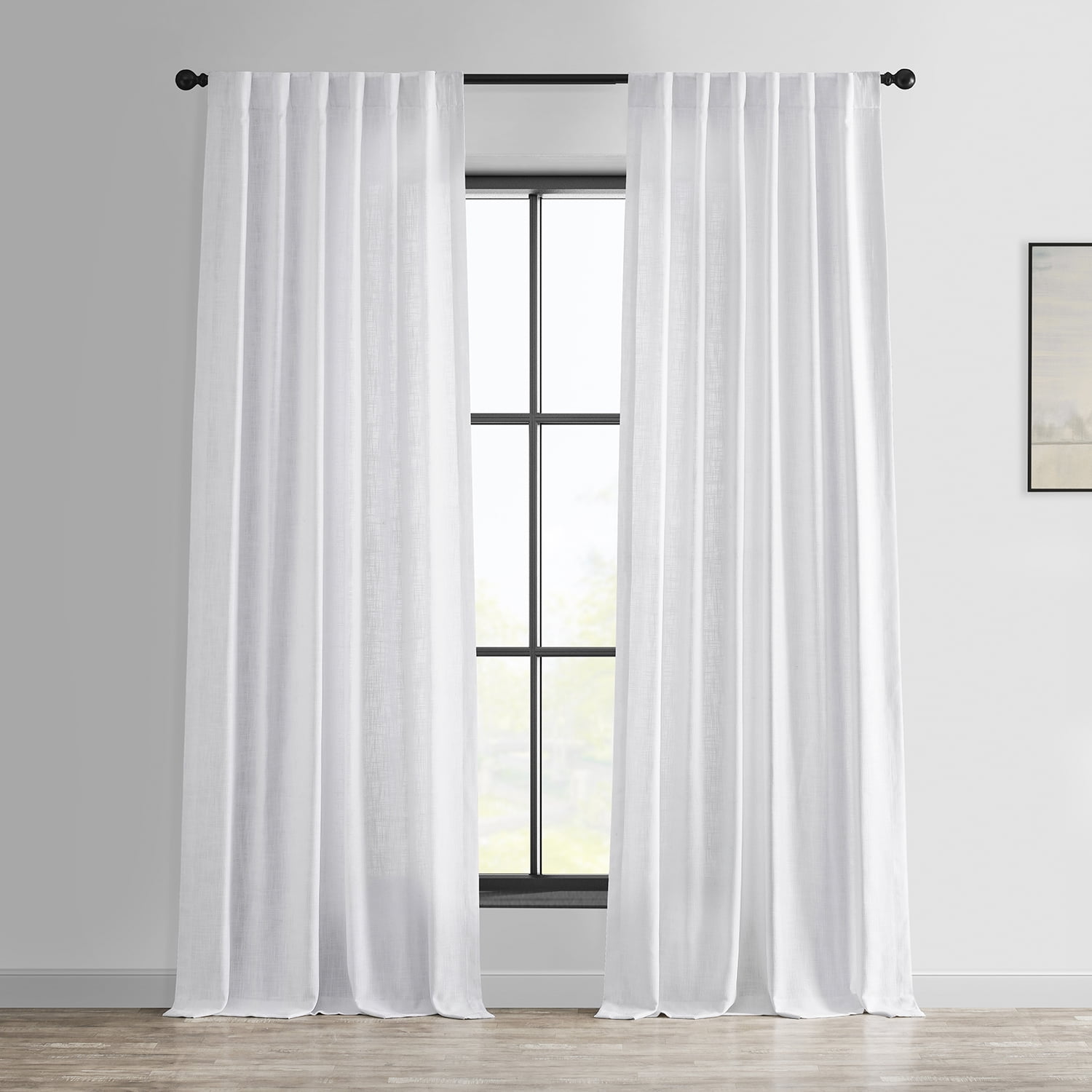 Rice White Heavy Faux Linen Curtain (1 Panel), Rice White, 50W X 120L ...