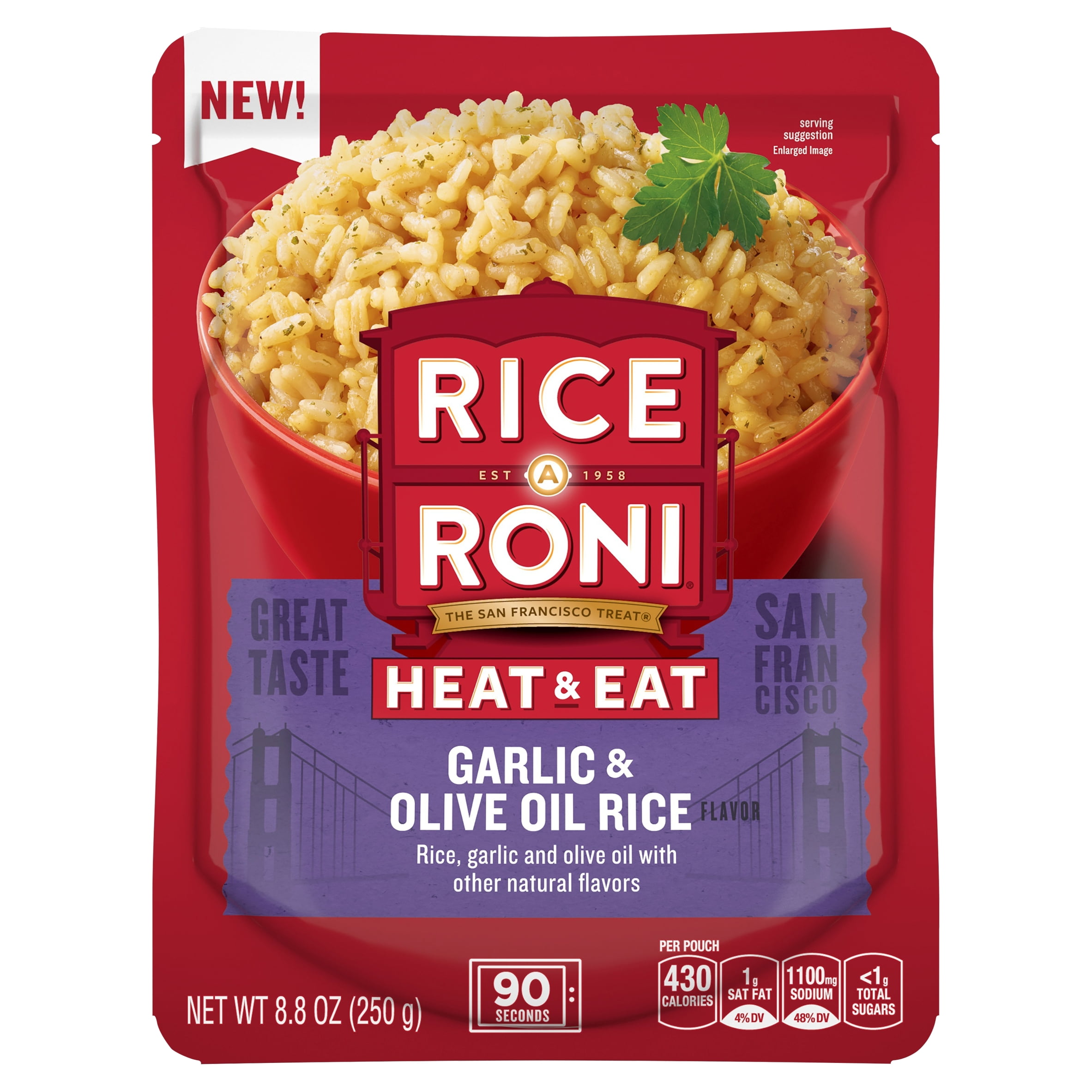 Rice-a-Roni Garlic & Olive Oil Flavor, Ready Microwavable Instant Meal ...