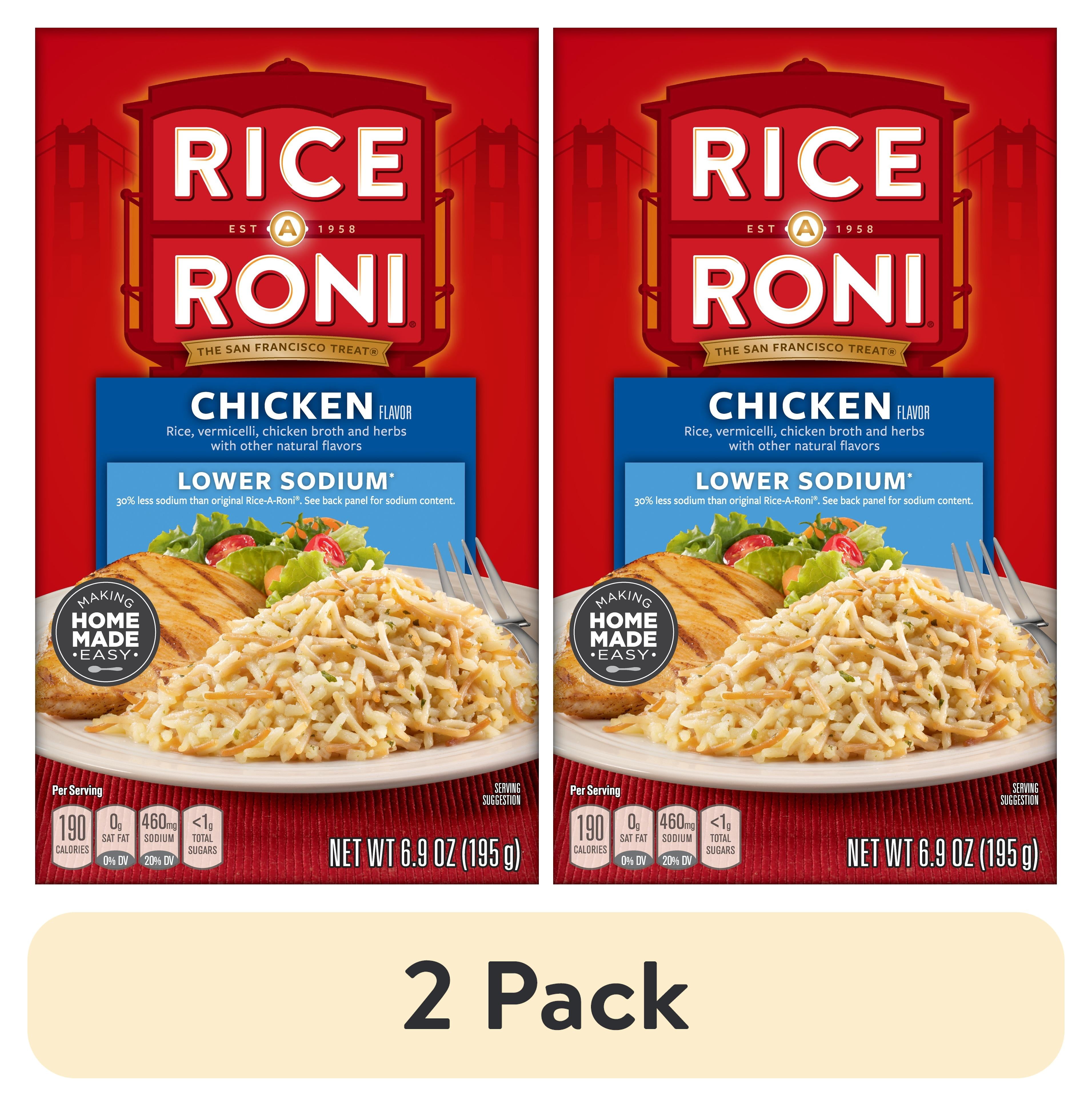 (2 pack) Rice-A-Roni Lower Sodium Rice & Vermicelli Mix, Chicken, 6.9 ...