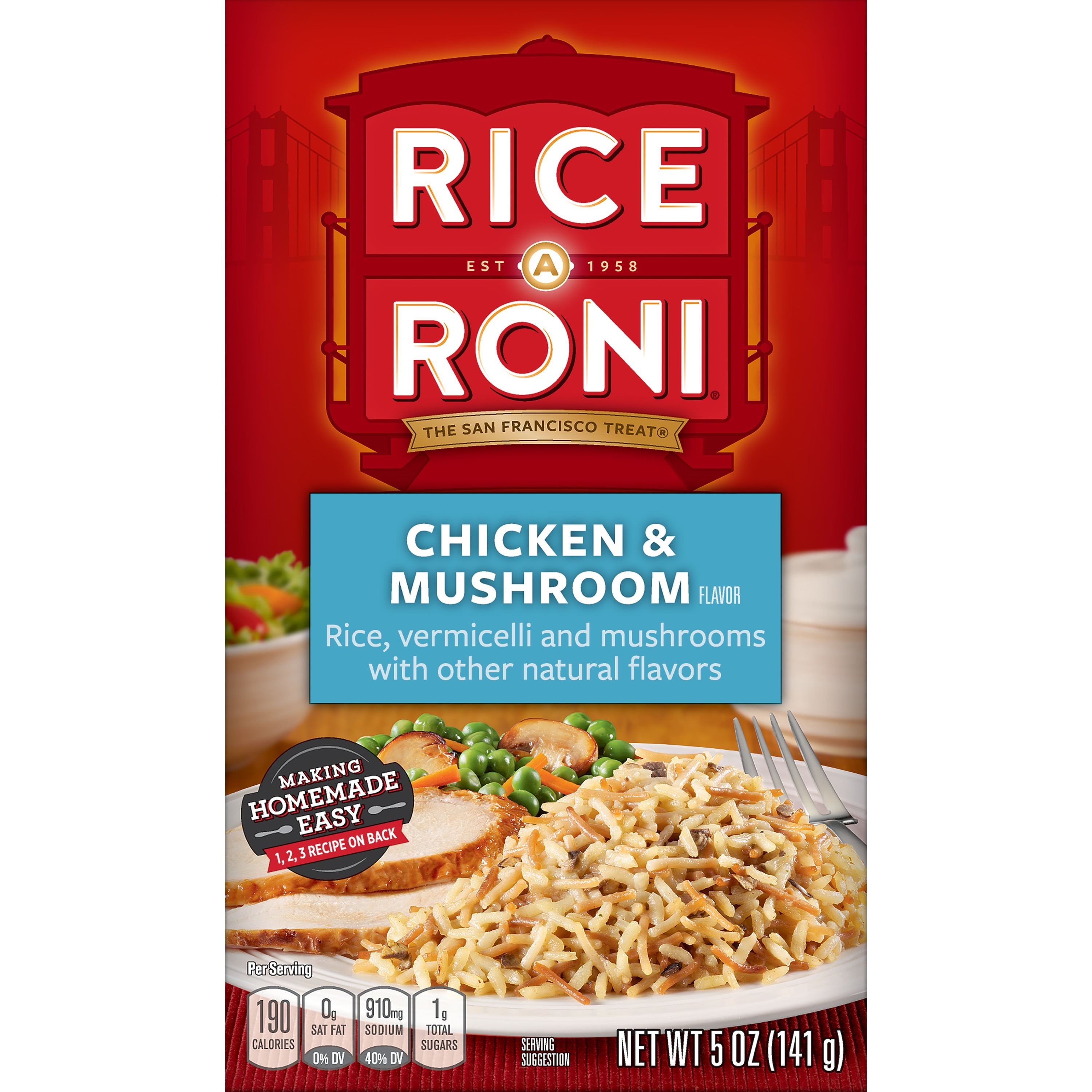 Rice-a-Roni Rice & Vermicelli Mix, Chicken & Mushroom, 5 oz Box ...
