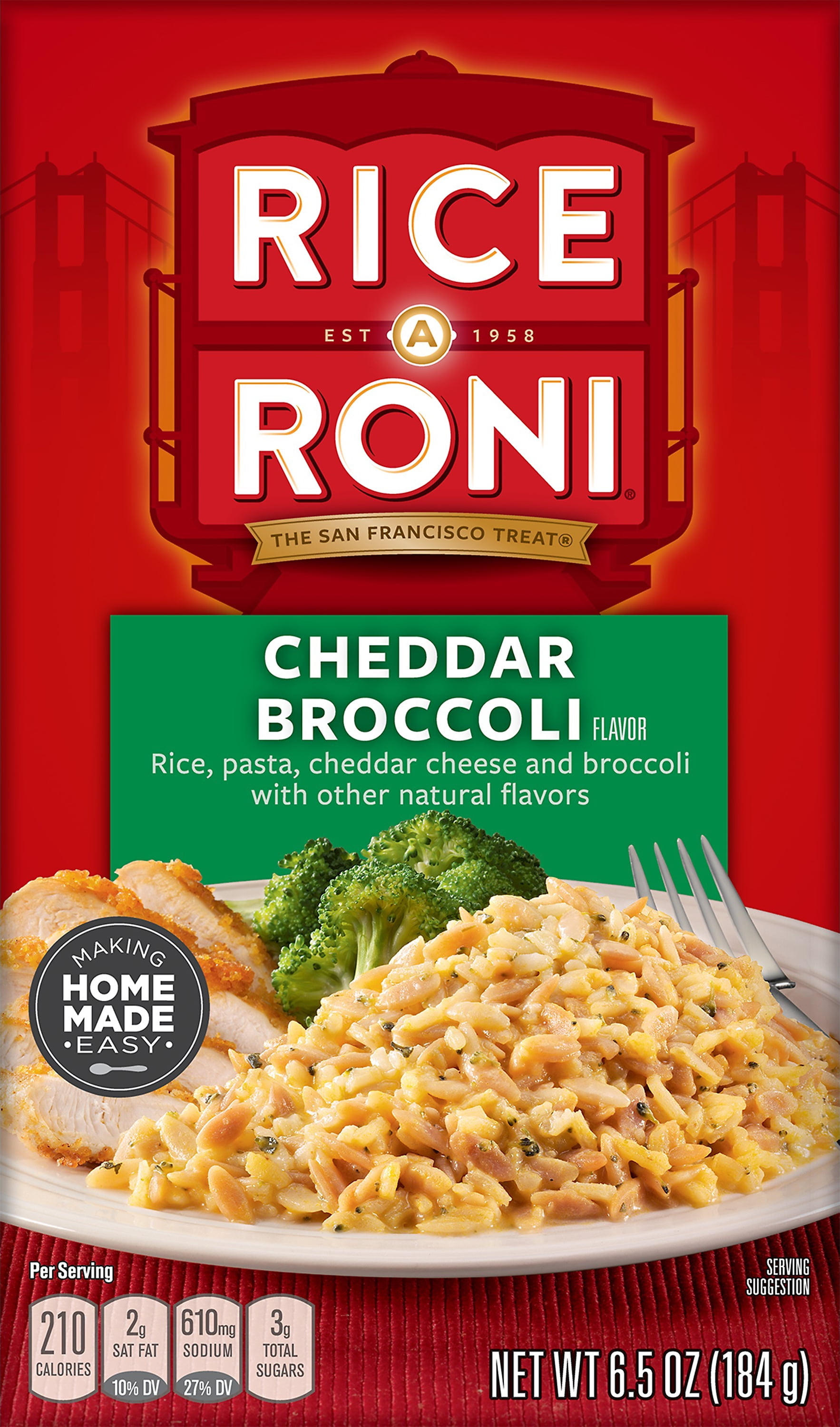 Rice a Roni The San Francisco Treat Cheddar Broccoli Flavor Rice, 6.5 ...
