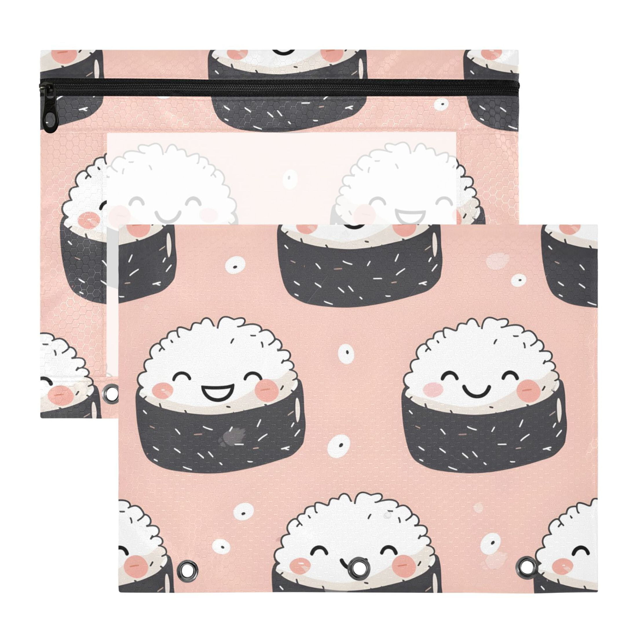 Rice and Vegetable Roll Cartoon Cute 3-Ring Binder Pouches A4 Size ...