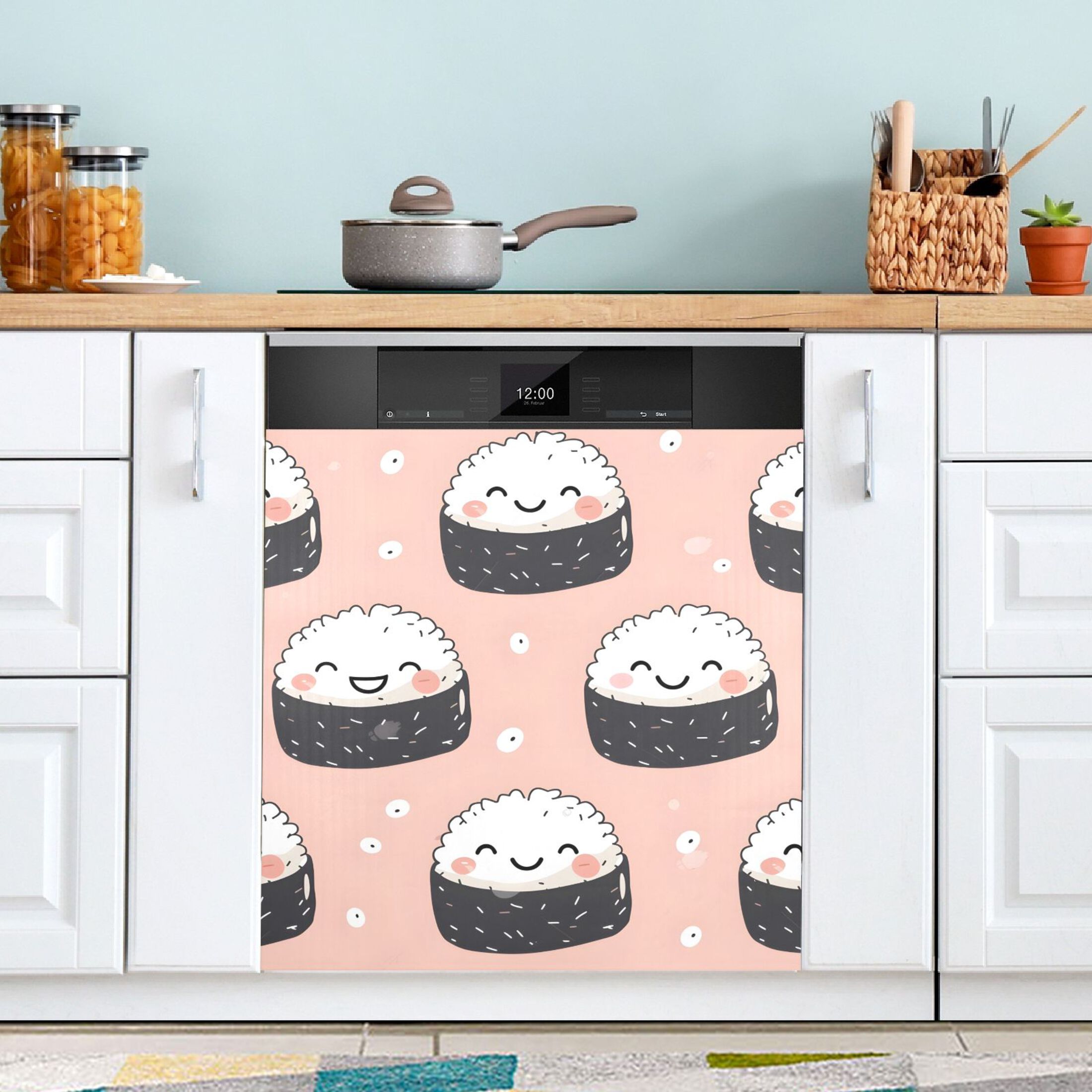 Rice and Vegetable Roll Cartoon Cute Dishwasher Magnet Refrigerator ...