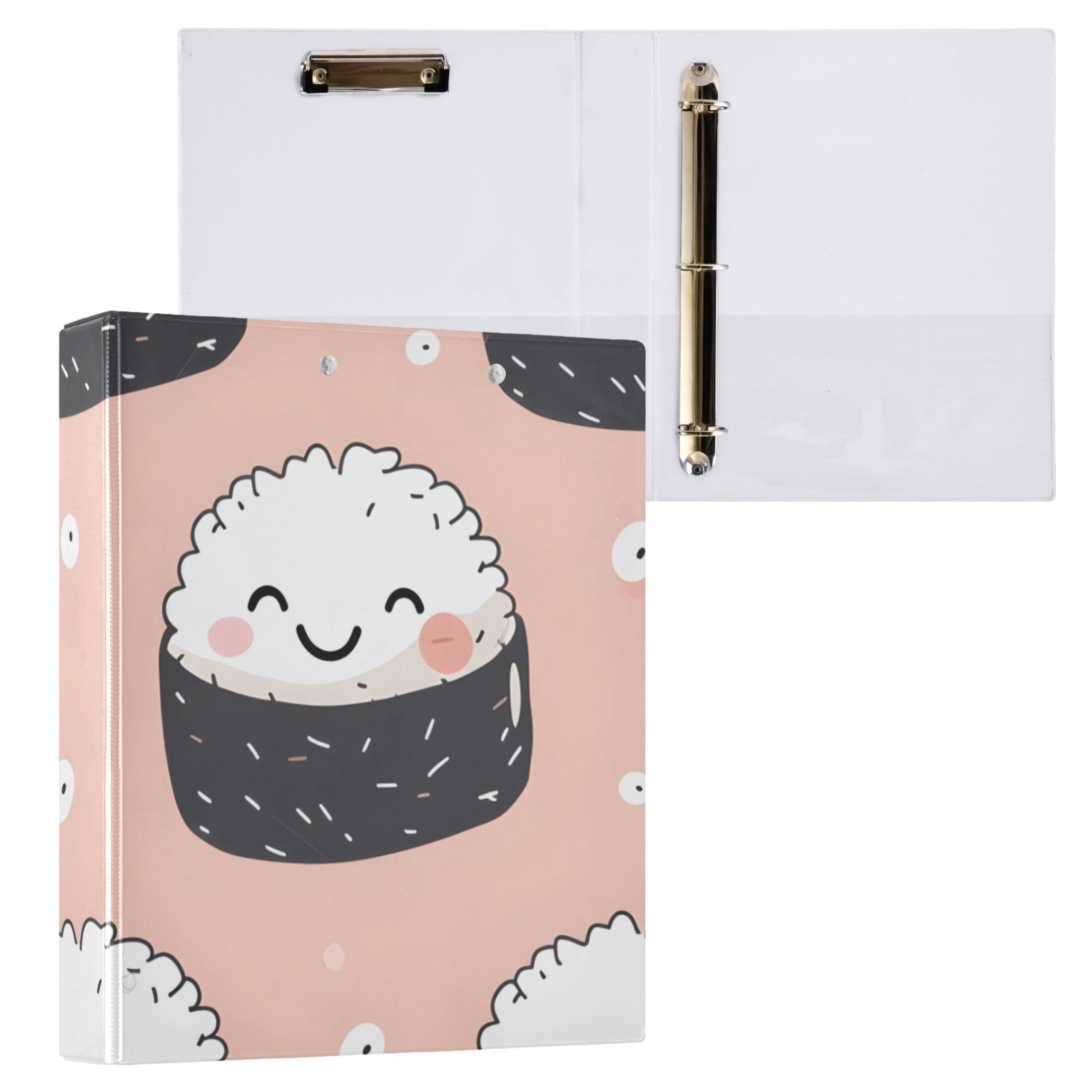 Rice and Vegetable Roll Cartoon Cute Round Ring Binder 3 Rings 1.5 ...