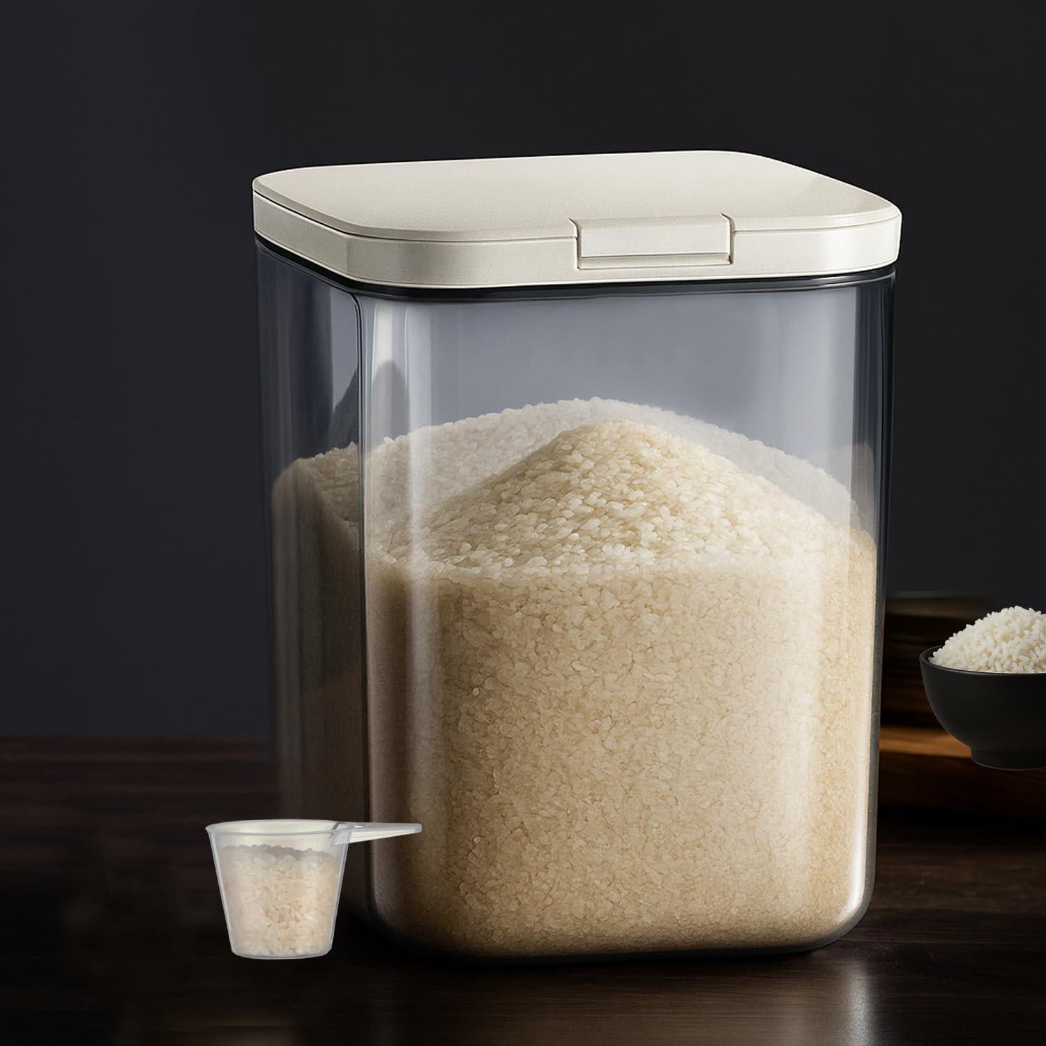 Rice dispenser 10lbs Flour sugar storage containers with One-Press Lid ...