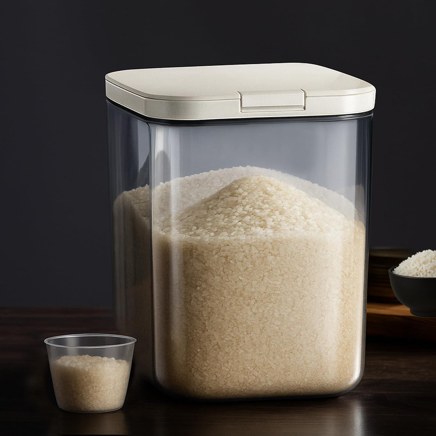 Rice dispenser 20LBS - Flour sugar storage containers with One-Press ...
