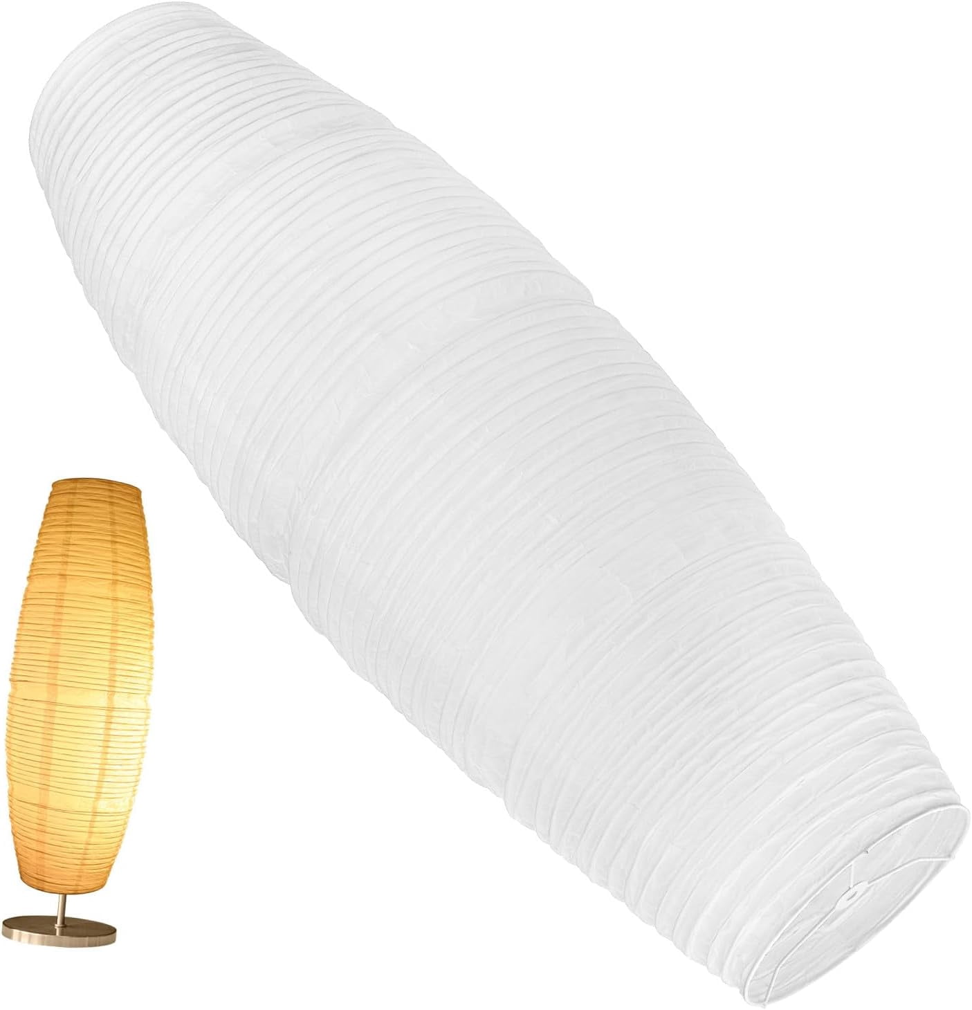Rice paper floor lamp shade, white foldable cylindrical alternative ...