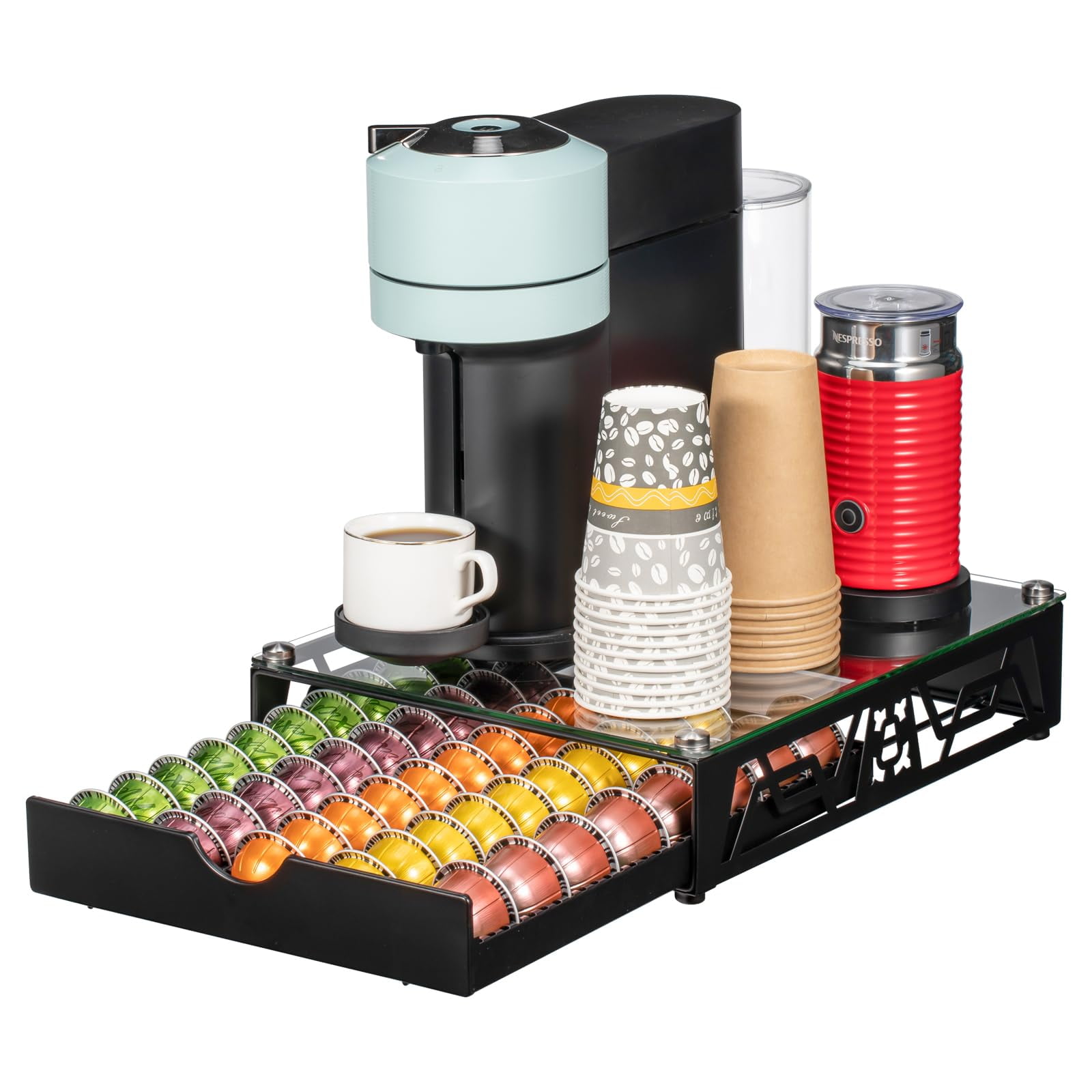 Rice rat Nespresso Pod Holder Pod Drawer With Glass For Cabinet ...
