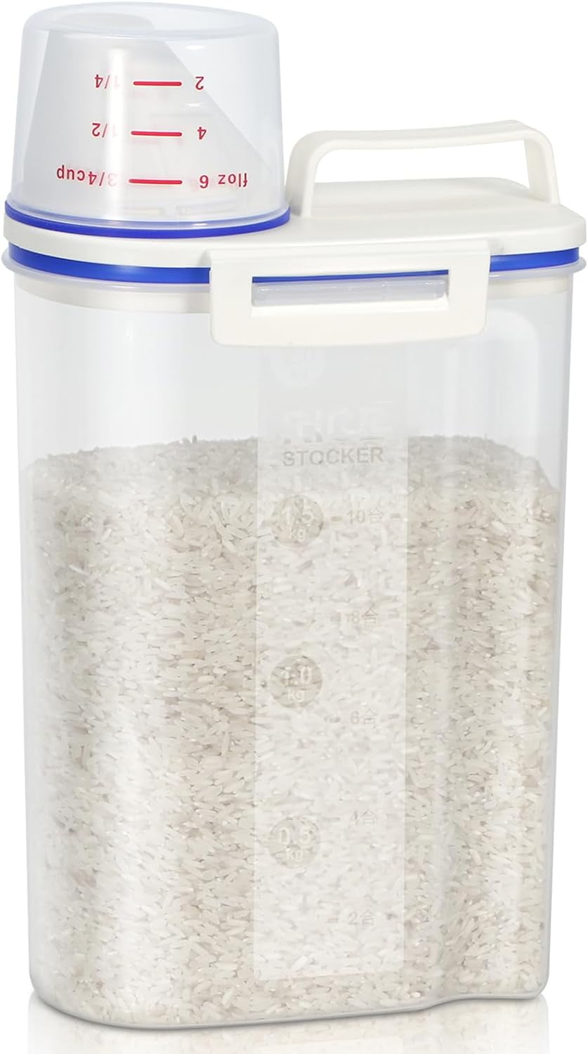 Rice storage box, grain container dispenser, BPA free plastic+airtight ...
